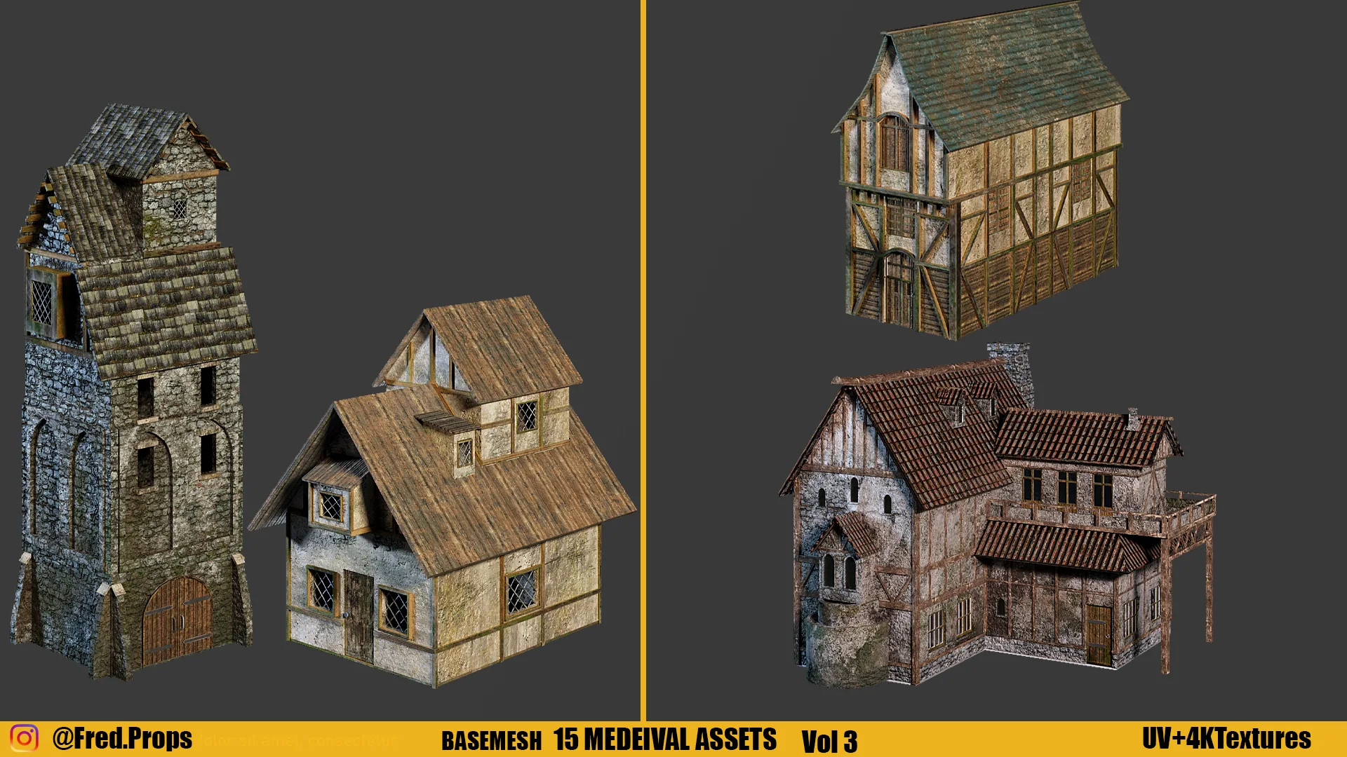 KITBASH : MEDIEVAL ASSETS +TEXTURES - FlippedNormals