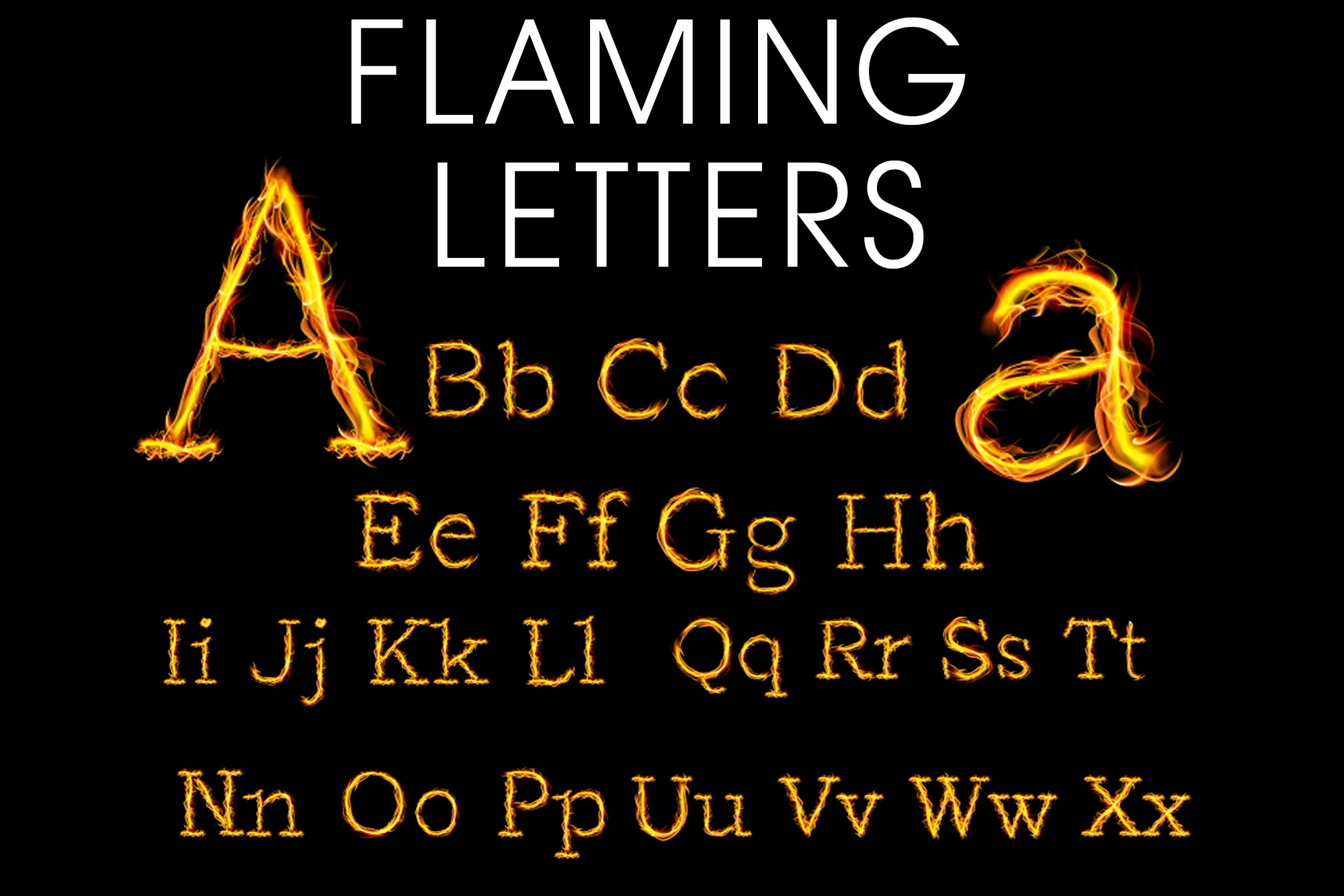 Fire Alphabet Letters, Flaming - FlippedNormals
