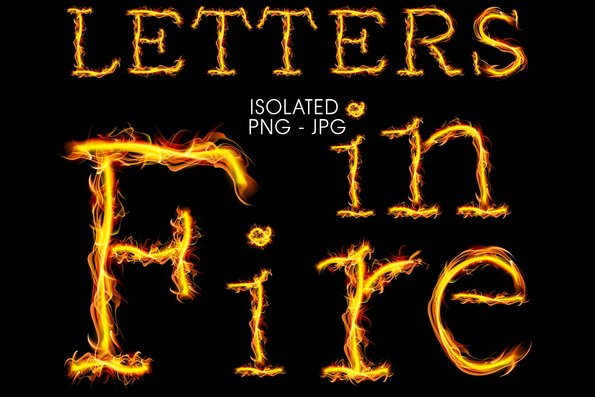 Fire Alphabet Letters, Flaming - FlippedNormals