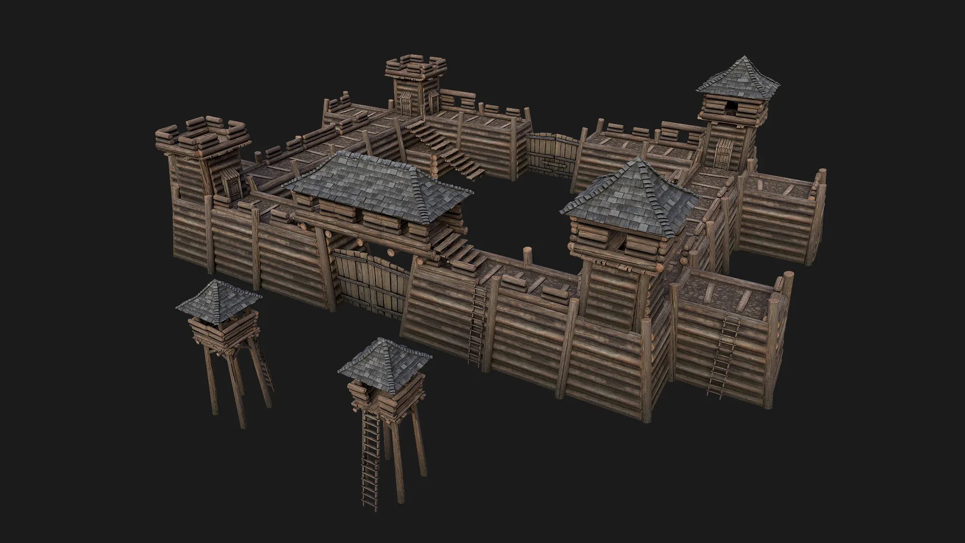 Medieval Wooden Fort Castle Constructor - FlippedNormals