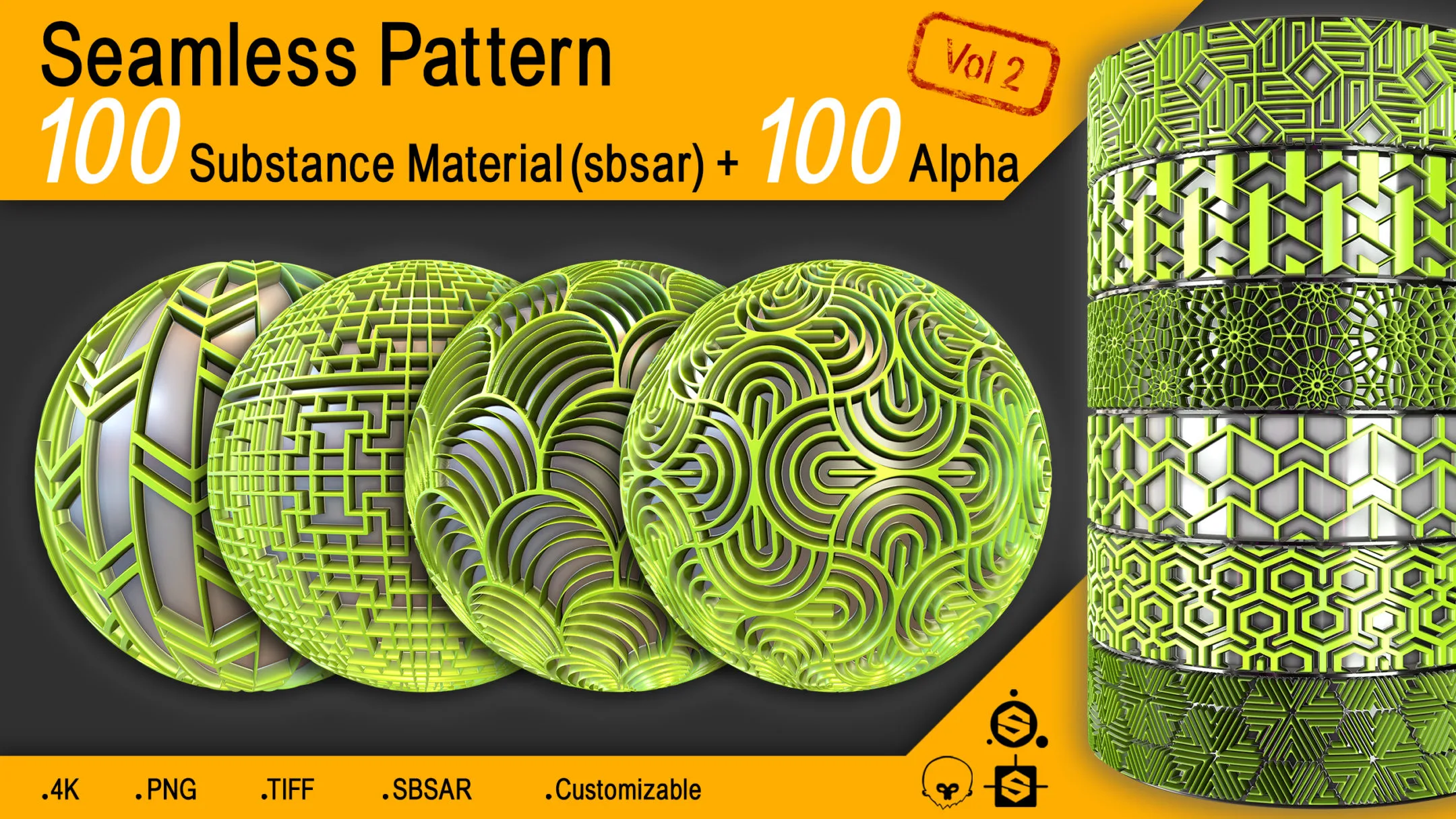 100 Seamless Pattern + Alpha (4K) - FlippedNormals