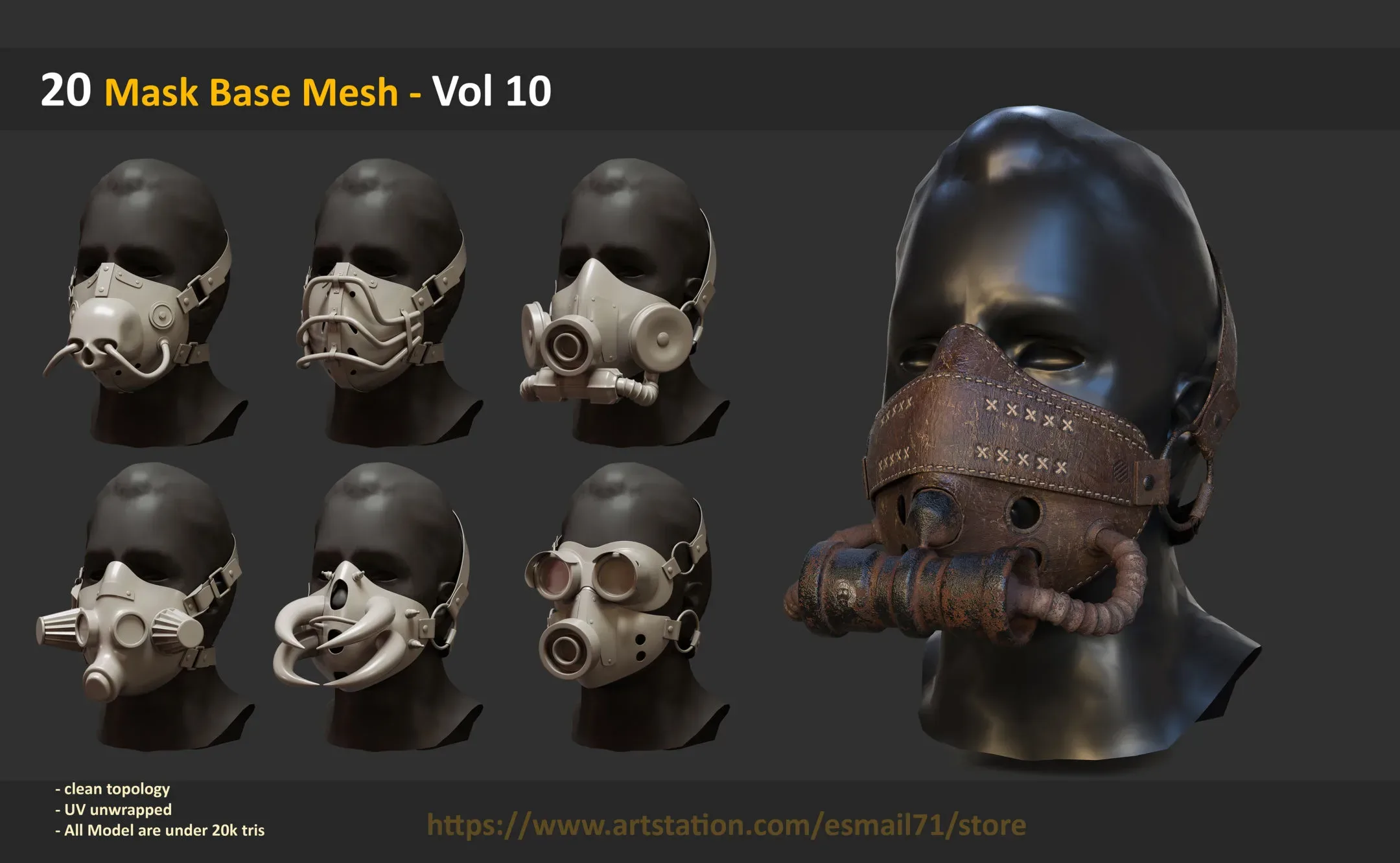 20 Mask Base Mesh - Vol 10 - FlippedNormals