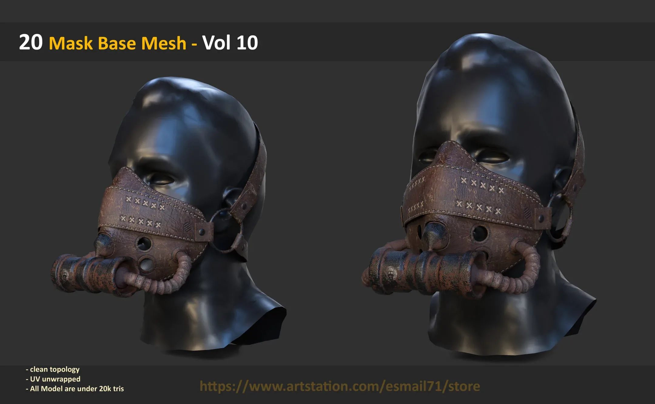 20 Mask Base Mesh - Vol 10 - FlippedNormals
