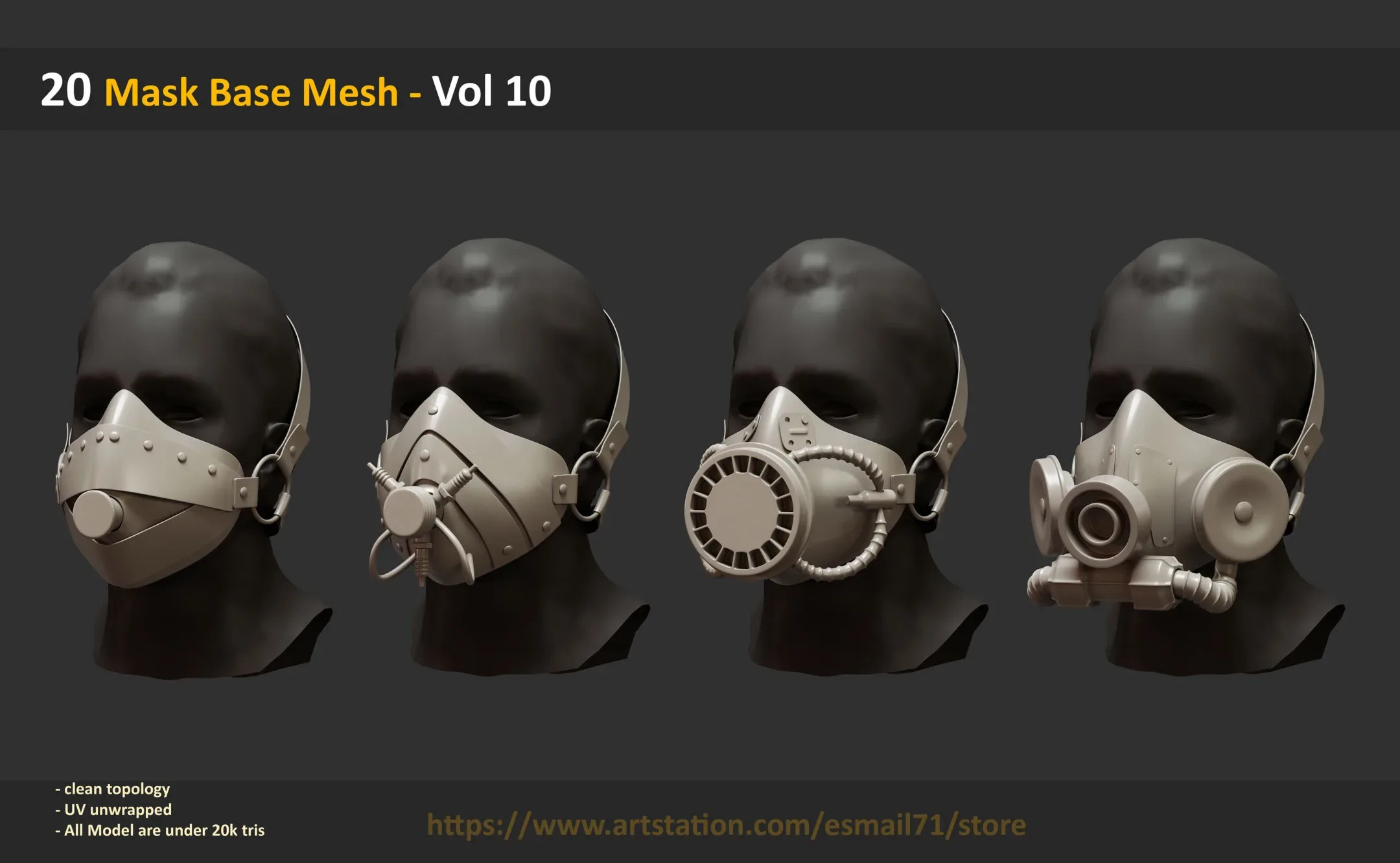 20 Mask Base Mesh - Vol 10 - FlippedNormals