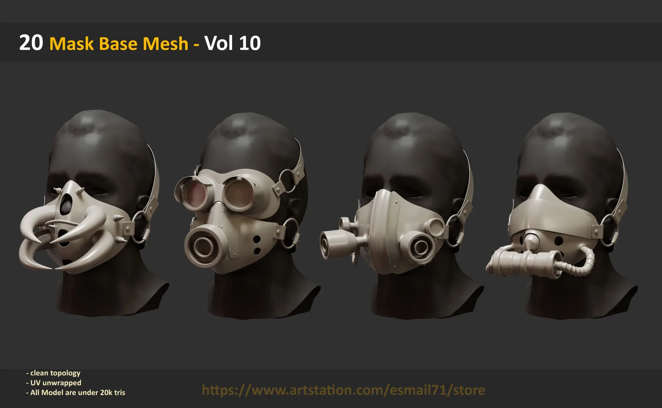 20 Mask Base Mesh - Vol 10 - FlippedNormals