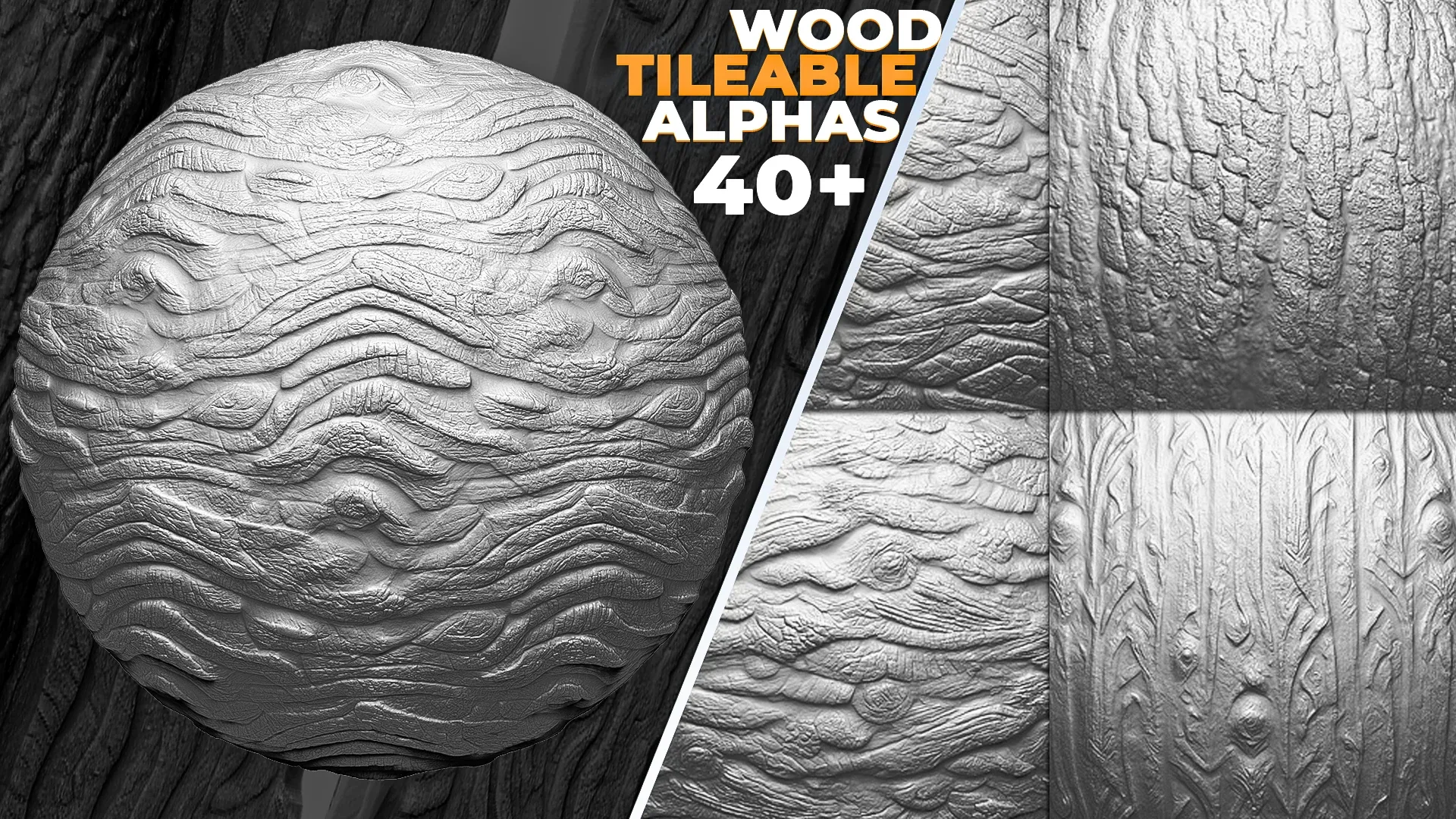 Wood Tileable Alphas Vol.7 (ZBrush - FlippedNormals