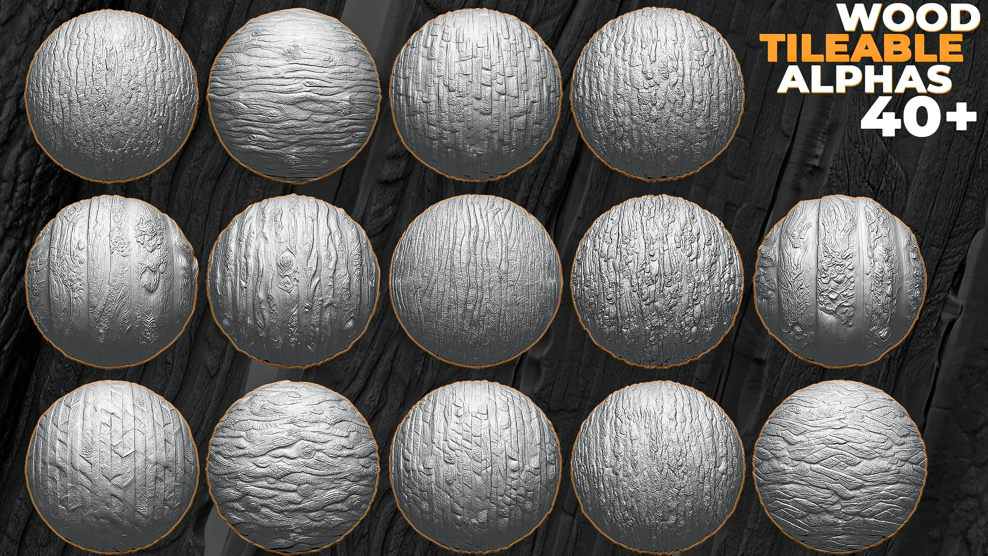 Wood Tileable Alphas Vol.7 (ZBrush - FlippedNormals
