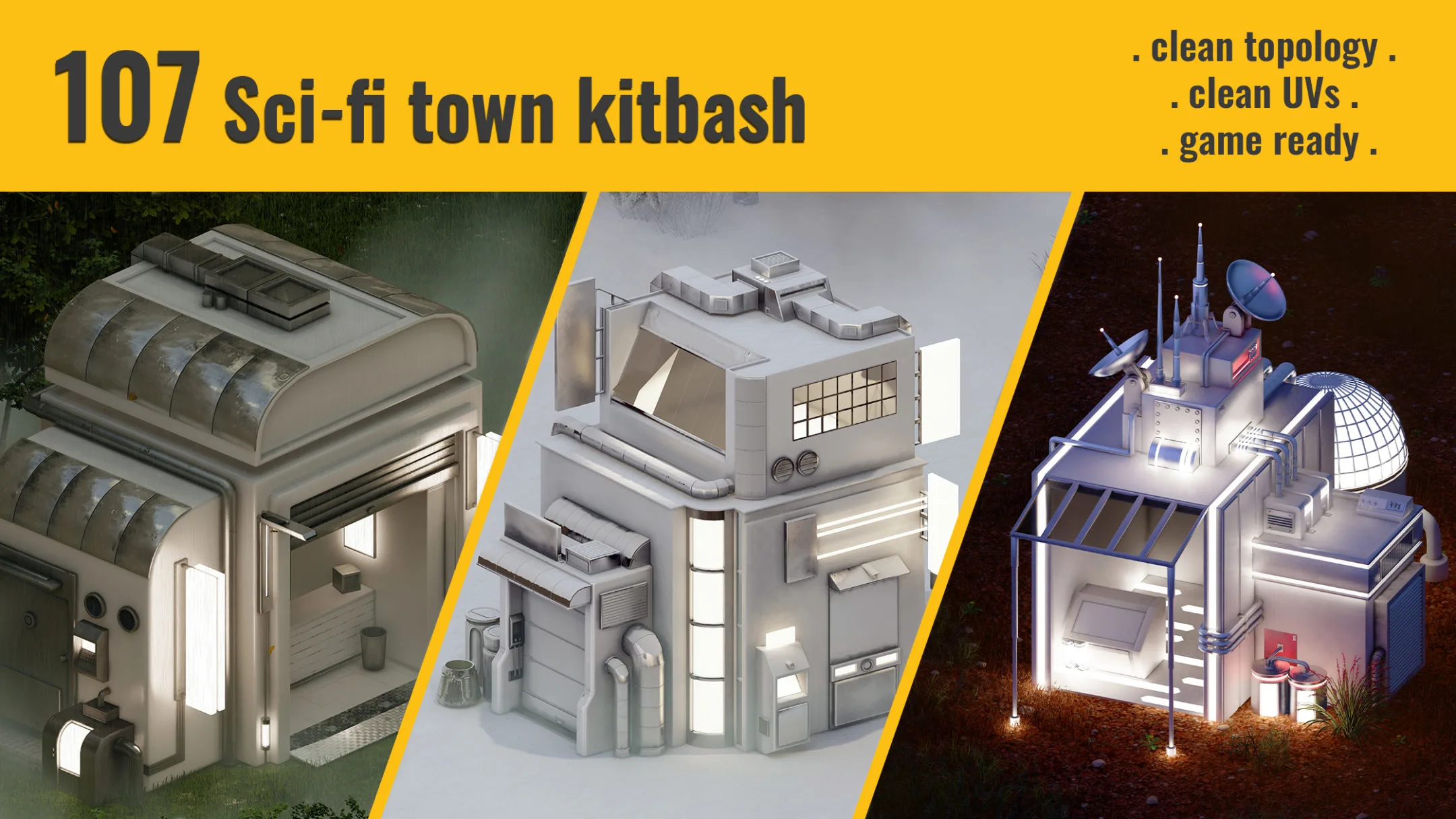 107 Sci-Fi City elements ( Kitbash - FlippedNormals