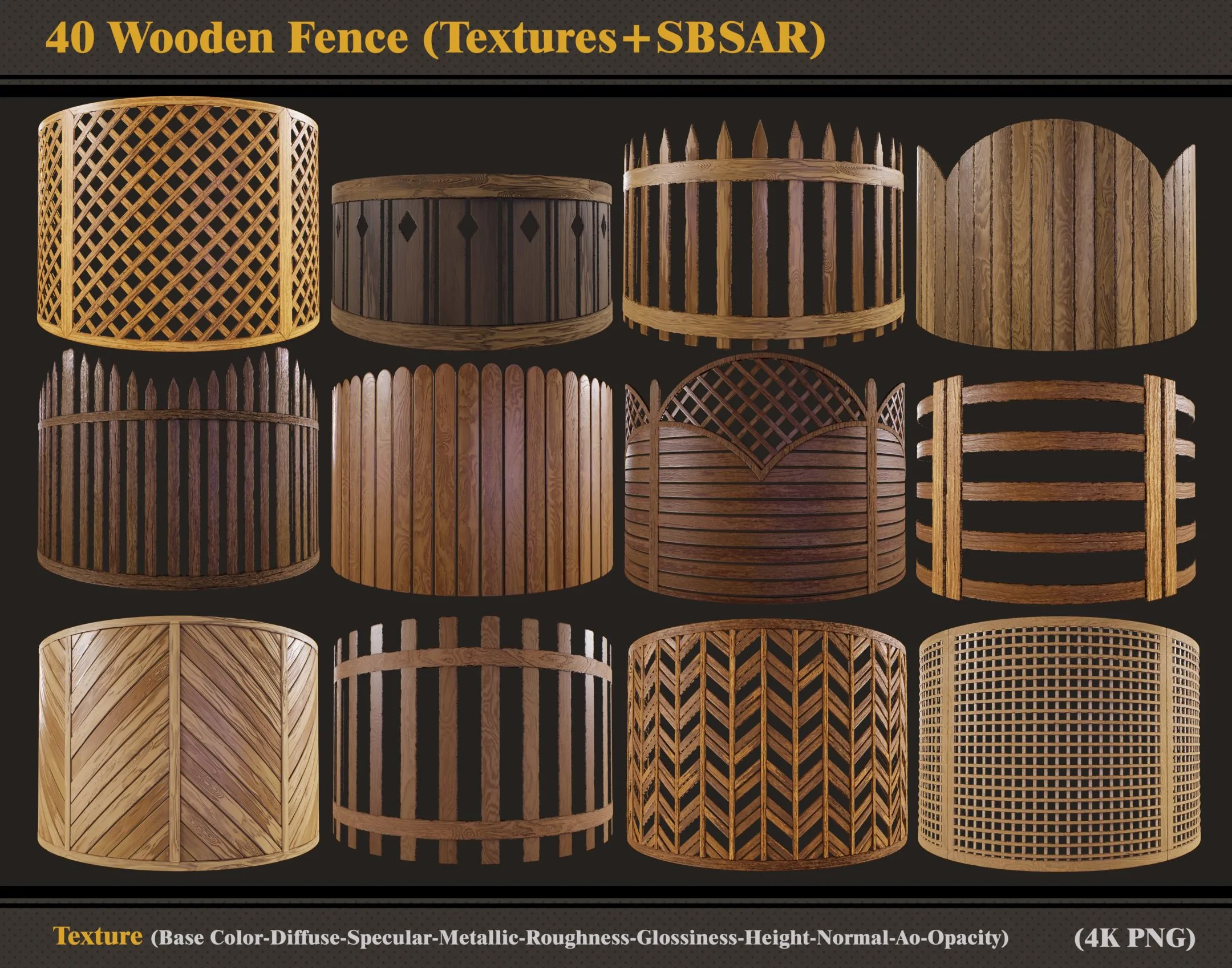 40 Wooden Fence(Textures+SBSAR0 - FlippedNormals