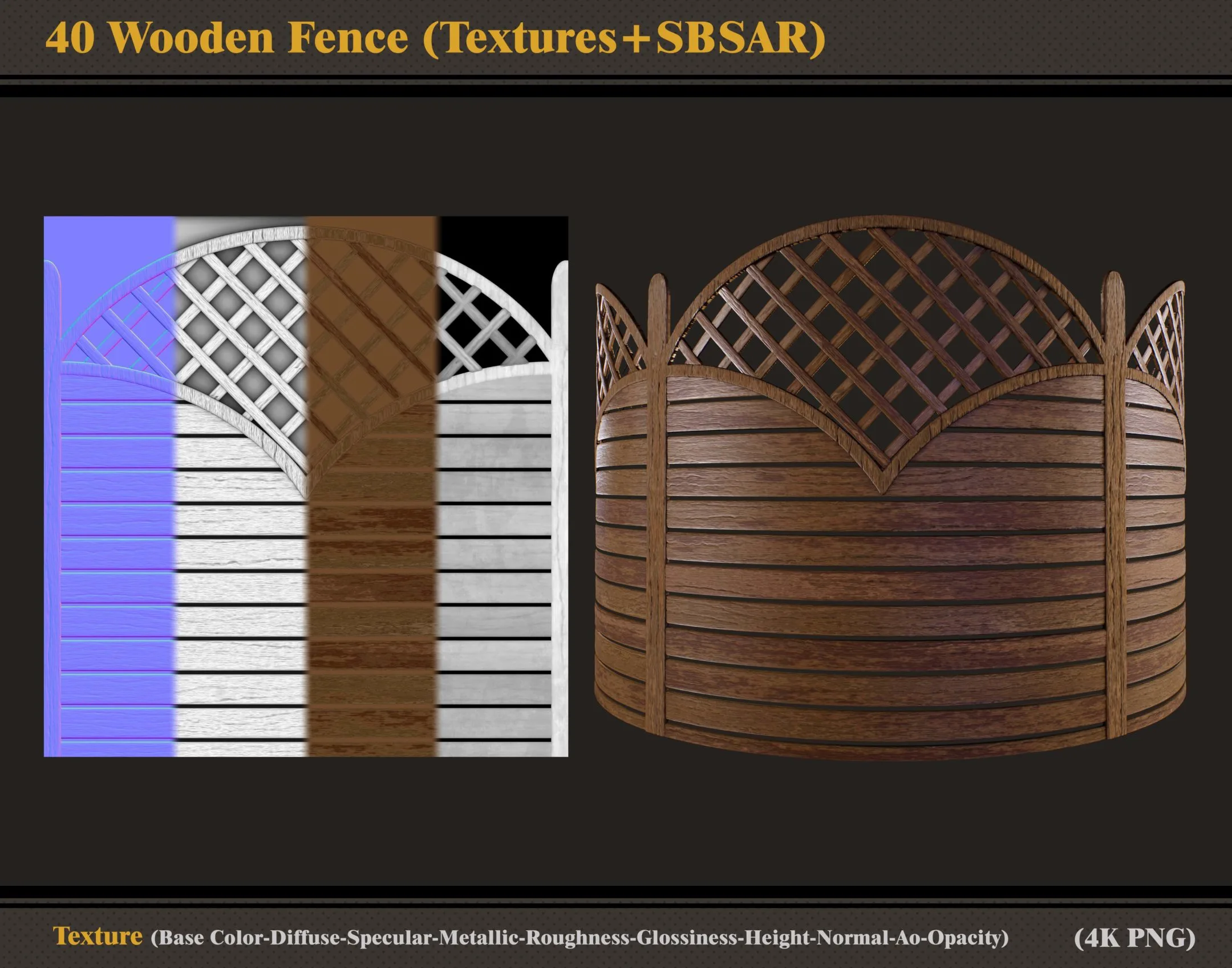 40 Wooden Fence(Textures+SBSAR0 - FlippedNormals