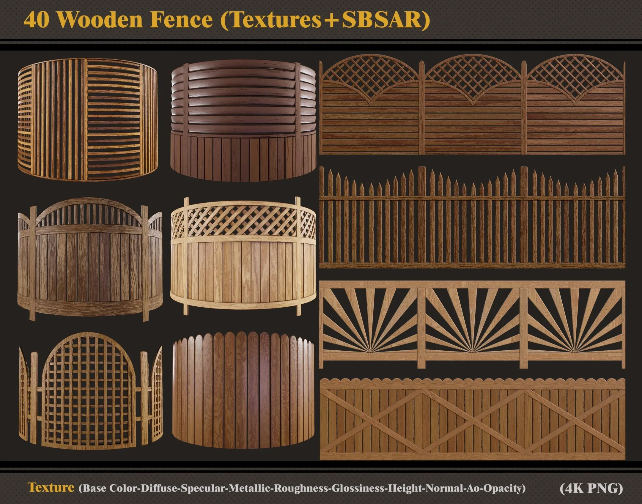 40 Wooden Fence(Textures+SBSAR0 - FlippedNormals
