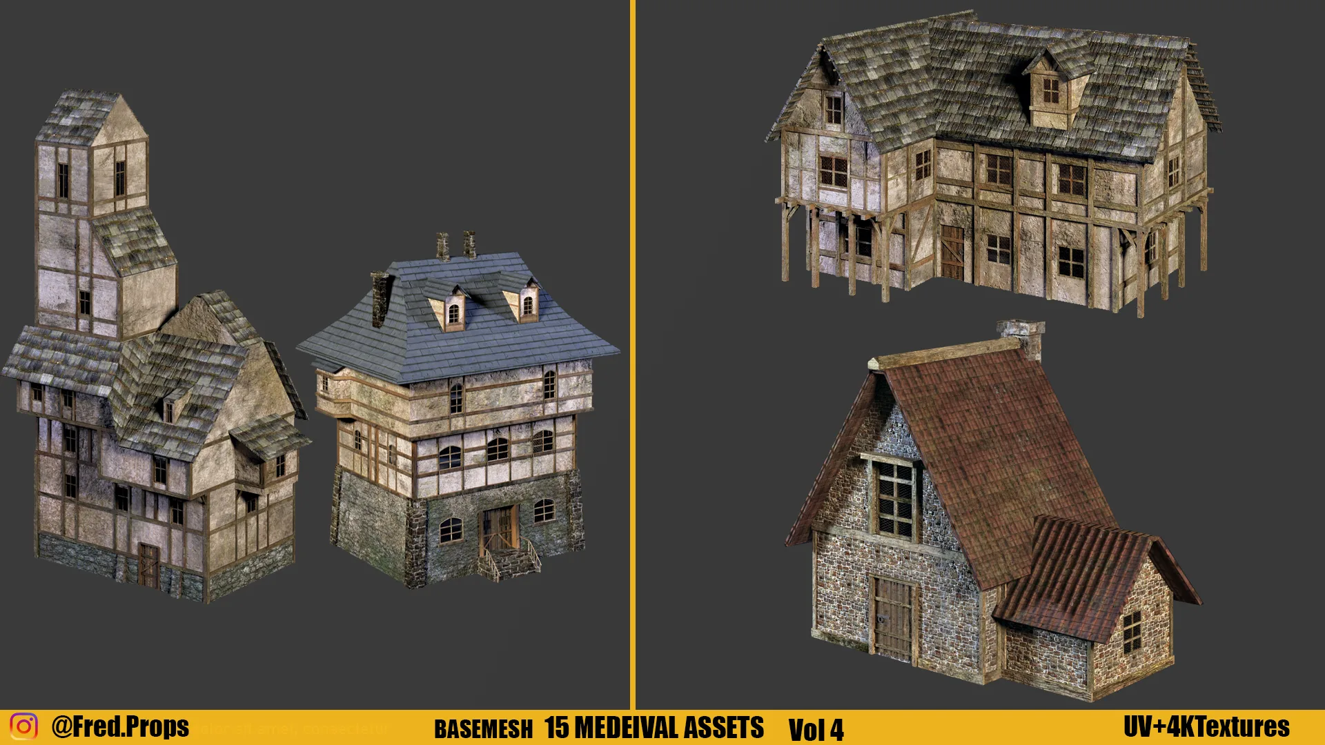 KITBASH : MEDIEVAL ASSETS +TEXTURES - FlippedNormals