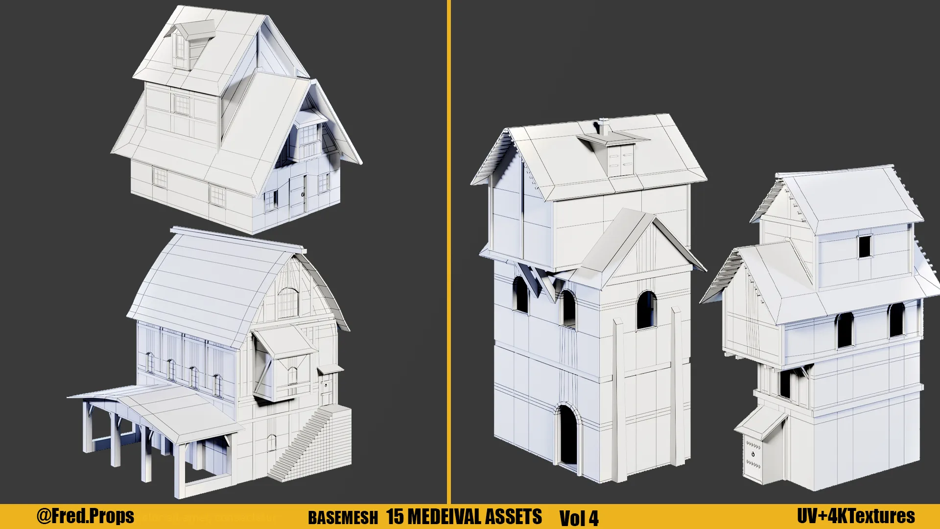 KITBASH : MEDIEVAL ASSETS +TEXTURES - FlippedNormals
