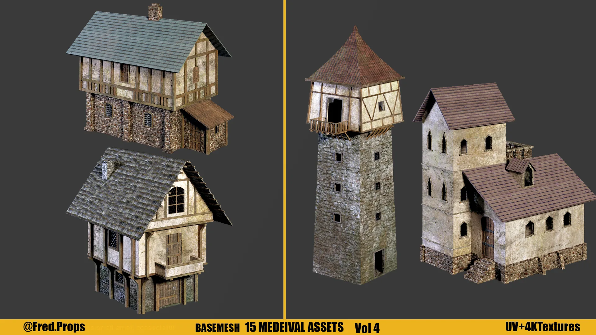 KITBASH : MEDIEVAL ASSETS +TEXTURES - FlippedNormals
