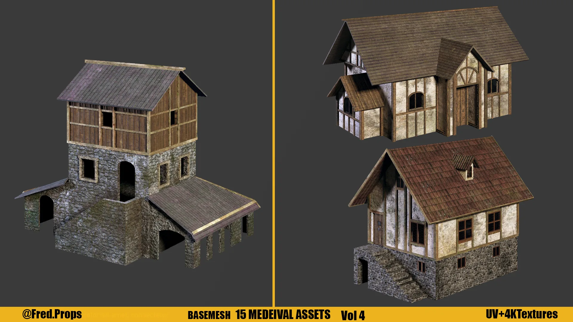 KITBASH : MEDIEVAL ASSETS +TEXTURES - FlippedNormals