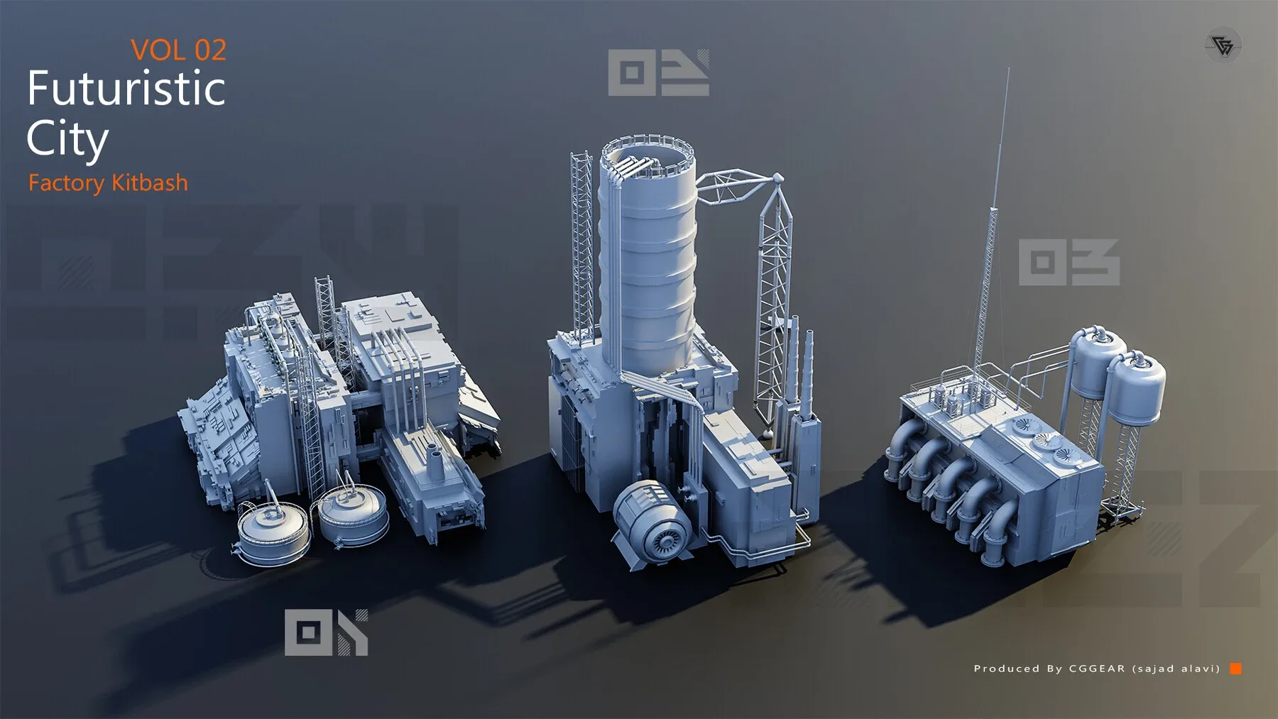 Futuristic City Kitbash (Factory) - FlippedNormals