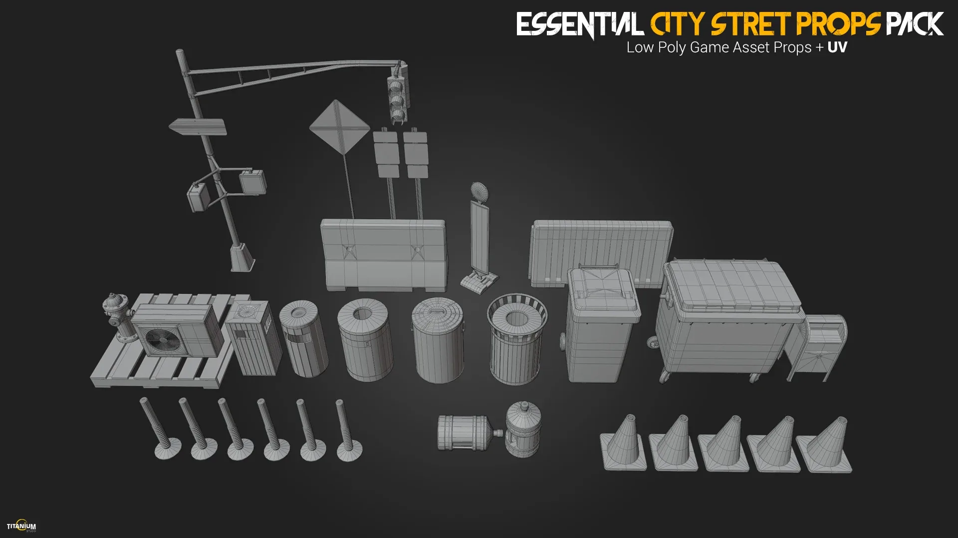 Essential City Street Props Kitbash - FlippedNormals