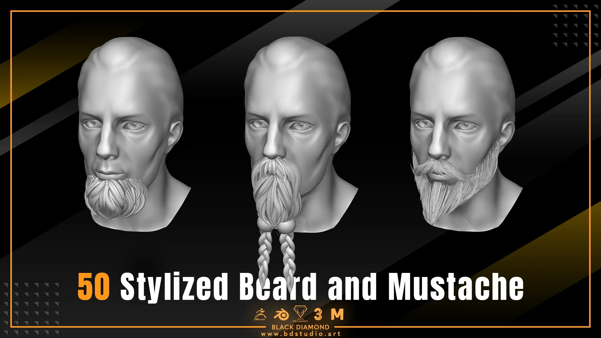 50 Stylized Beard and Mustache - FlippedNormals