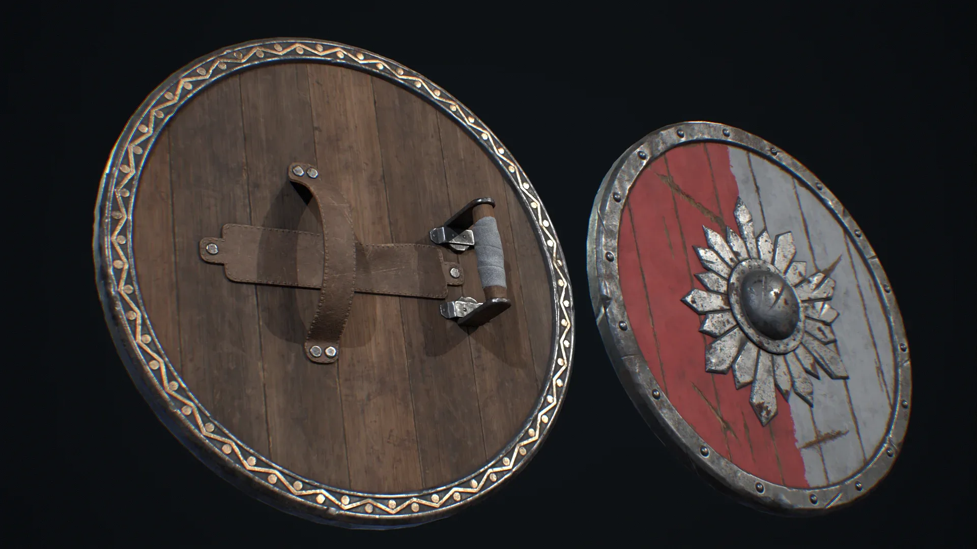 Medieval Weapon Shield -PBR- Game - FlippedNormals