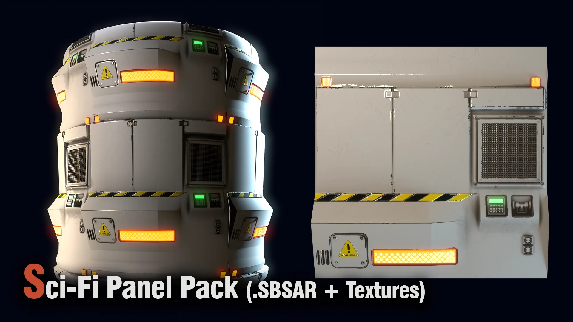 Sci-Fi Panel Pack (,SBSAR + Textures) - FlippedNormals