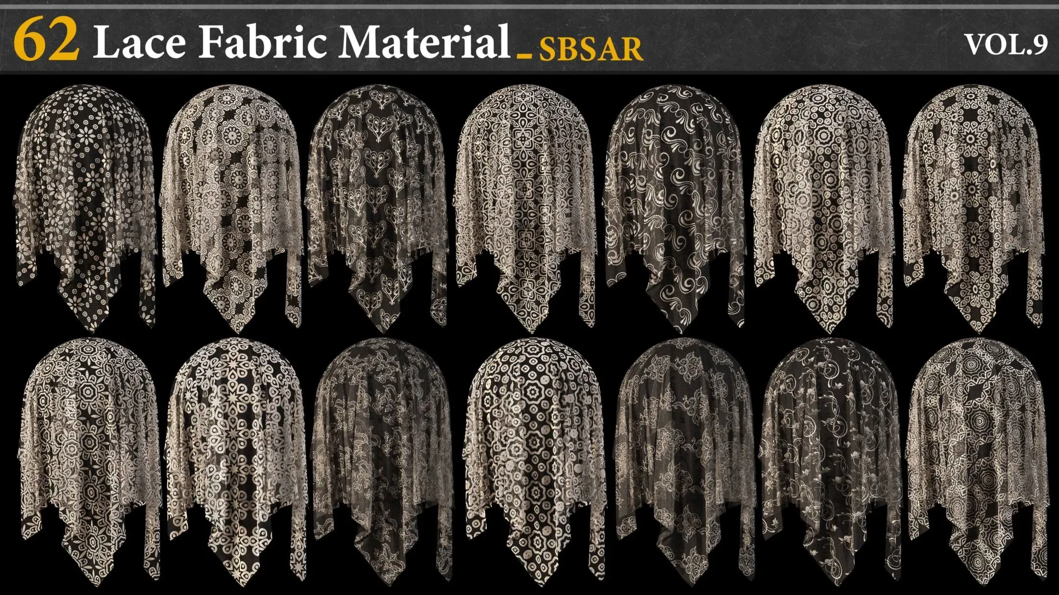 62 Lace Fabric Material_SBSAR_VOL - FlippedNormals
