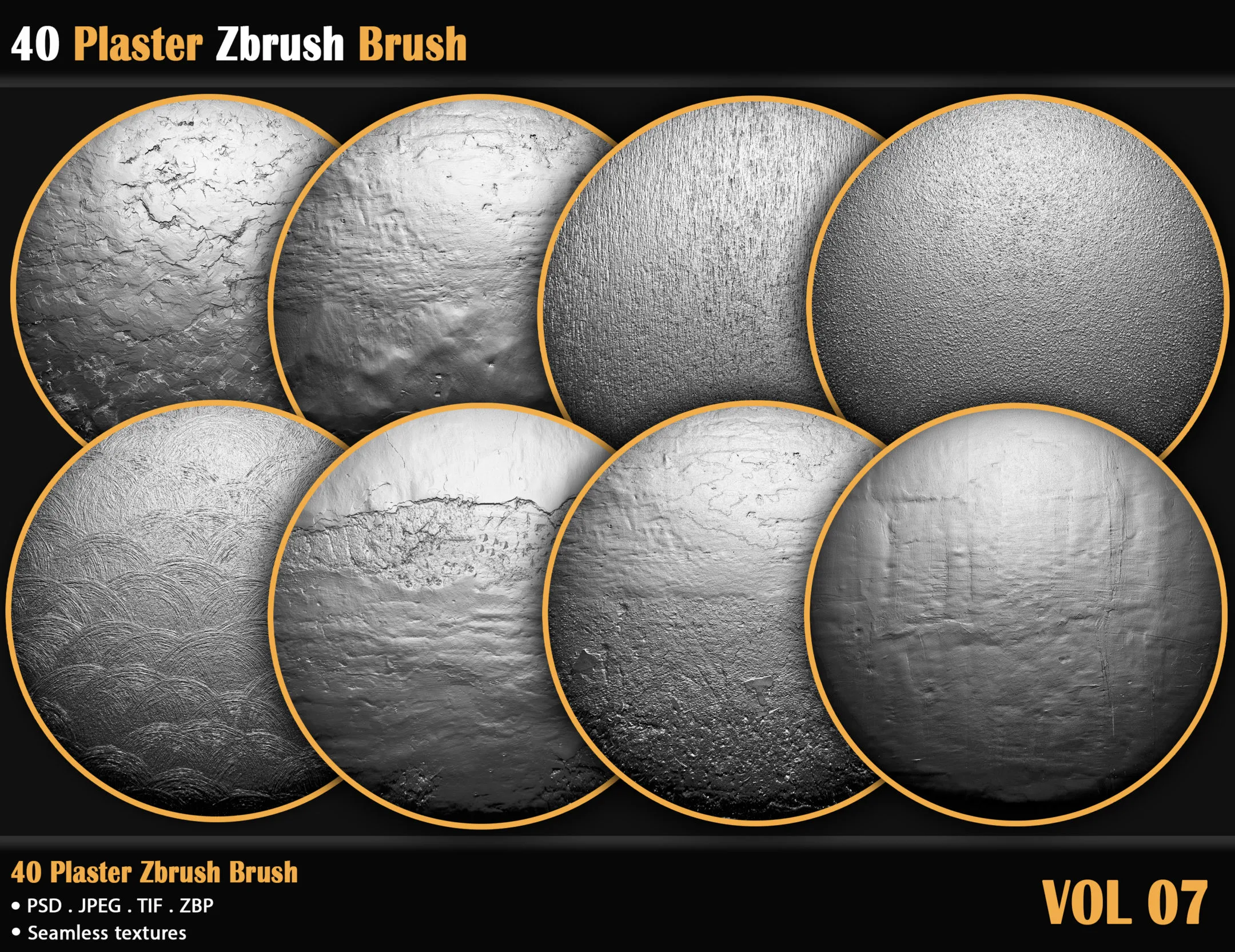 40 Plaster Zbrush Brush - FlippedNormals