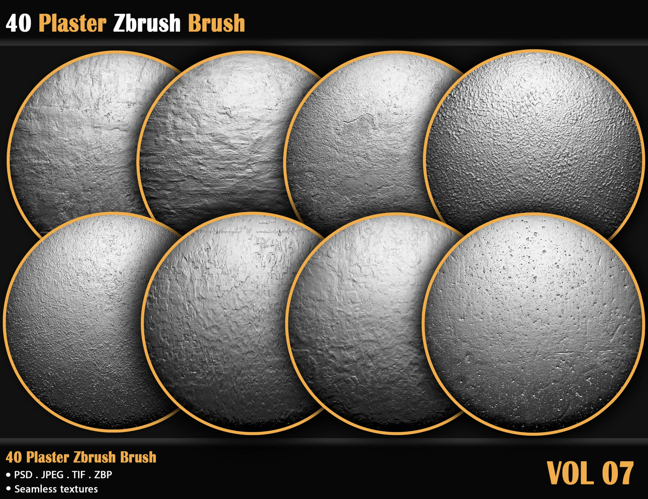 40 Plaster Zbrush Brush - FlippedNormals