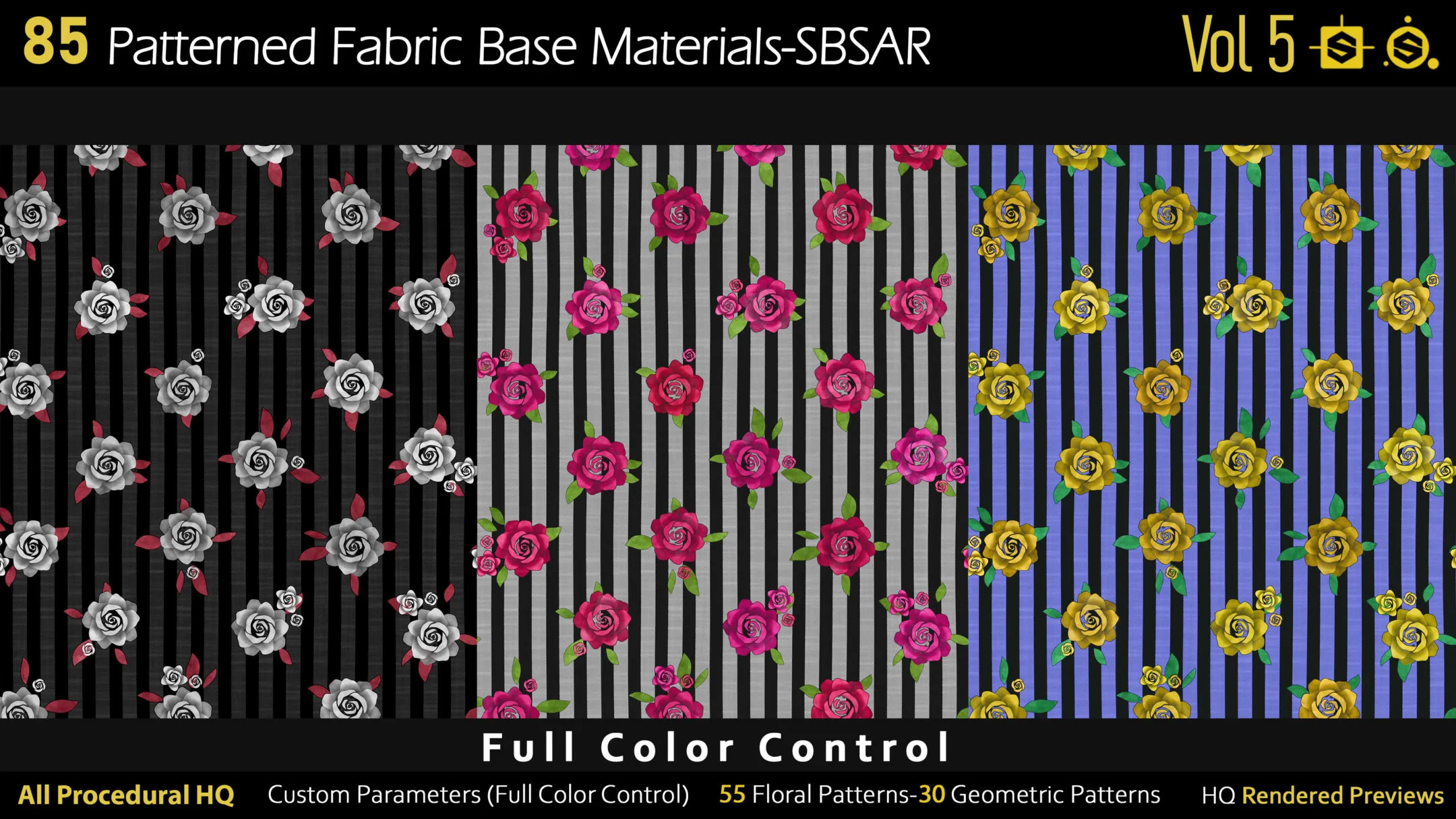 85 Patterned Fabric Base Materials-SBSAR - FlippedNormals