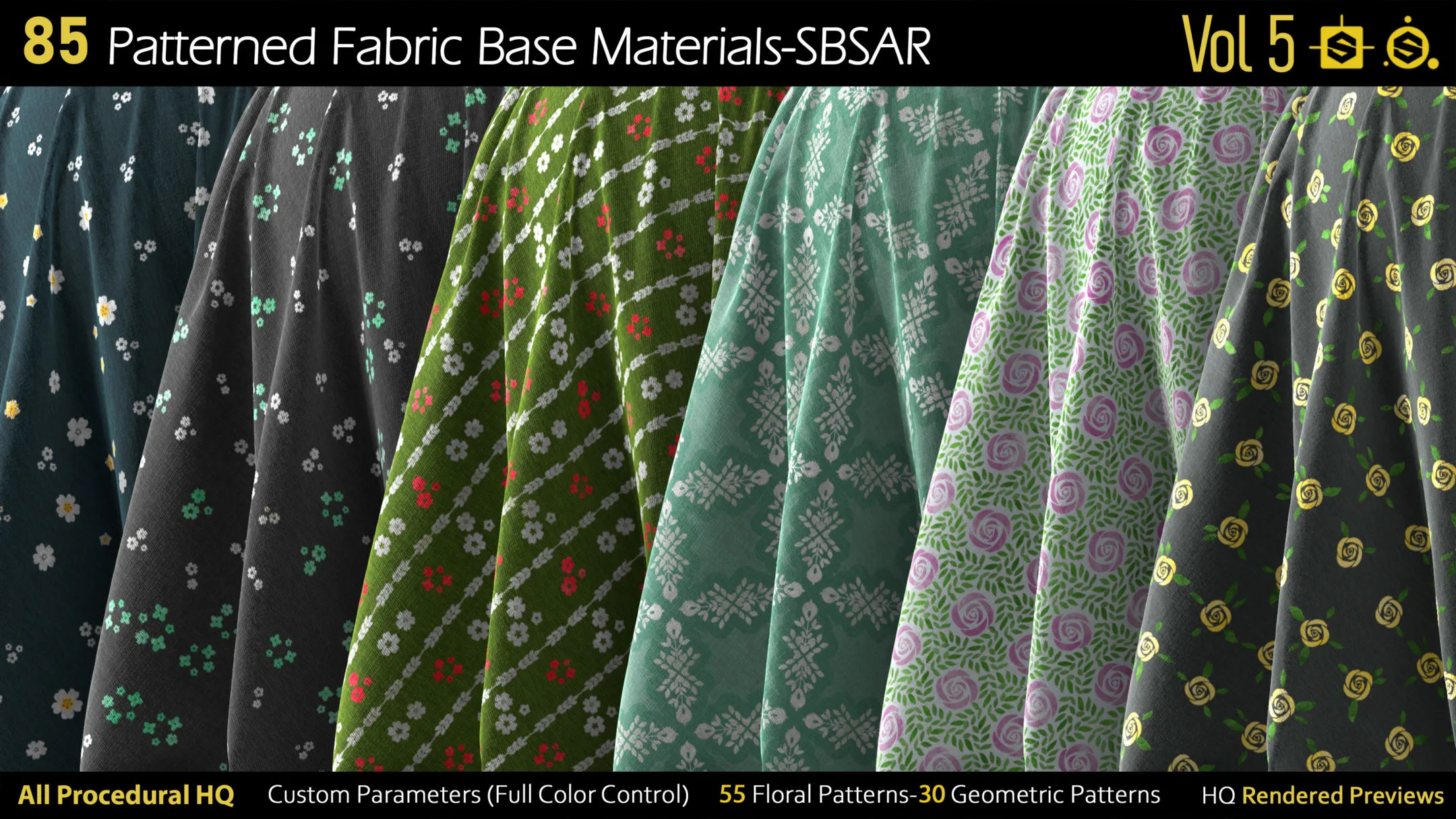 85 Patterned Fabric Base Materials-SBSAR - FlippedNormals