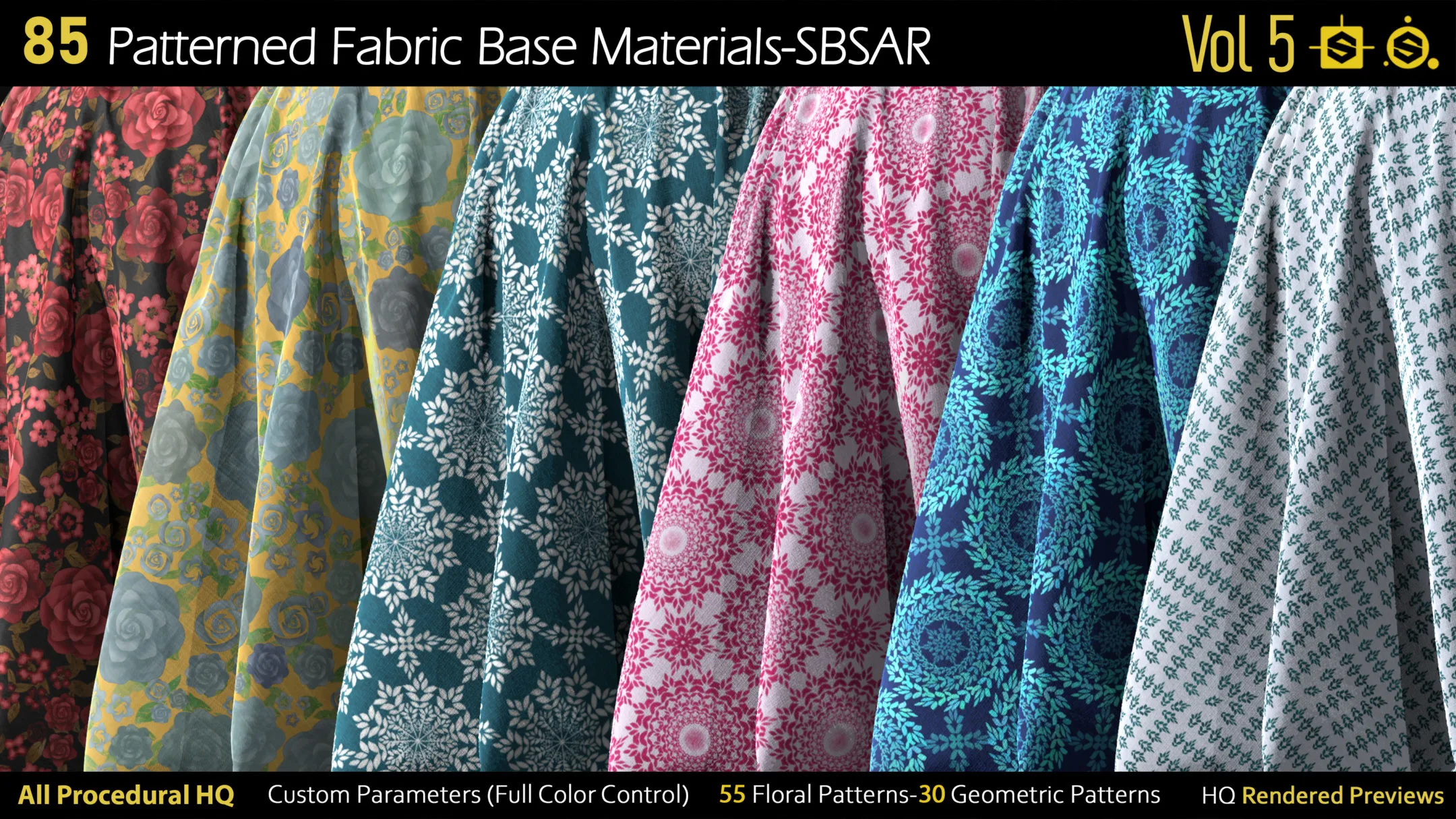85 Patterned Fabric Base Materials-SBSAR - FlippedNormals