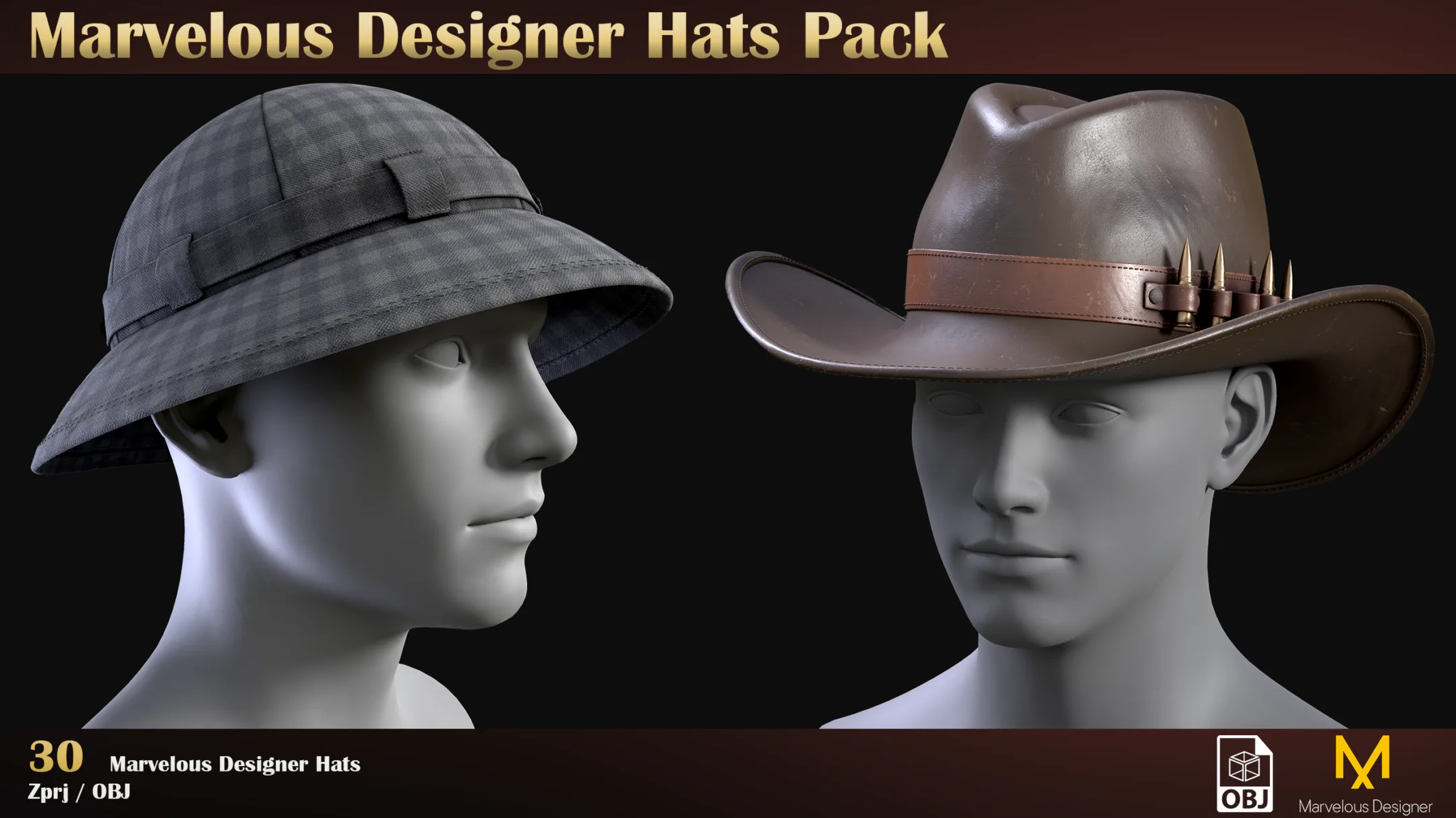 Marvelous Designer Hats Pack (including - FlippedNormals