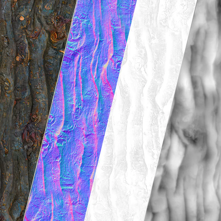 Blue Fantasy Tree Bark Texture - FlippedNormals