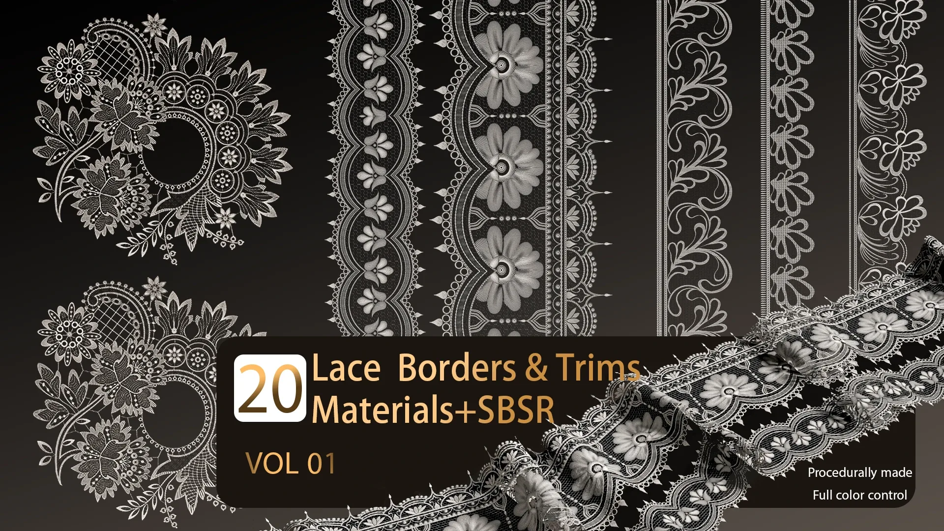20 Lace Borders and Trims Materials - FlippedNormals