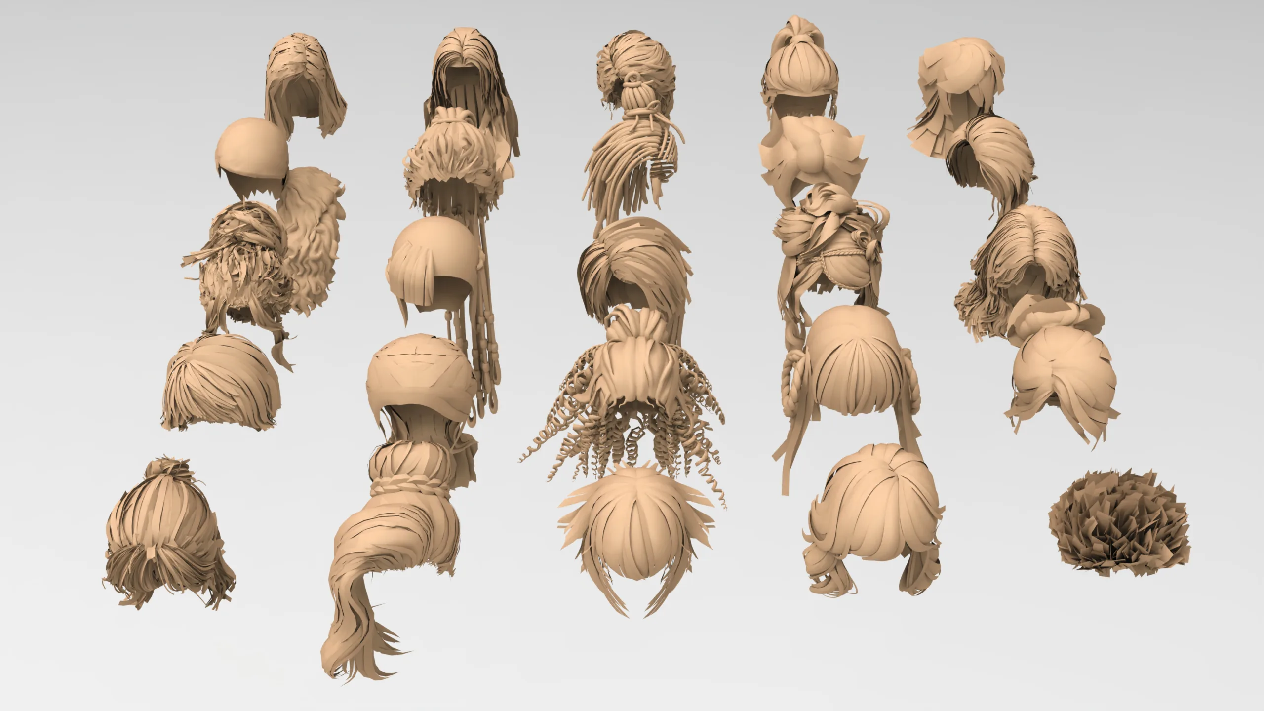 25 Female hair pack 3 - FlippedNormals