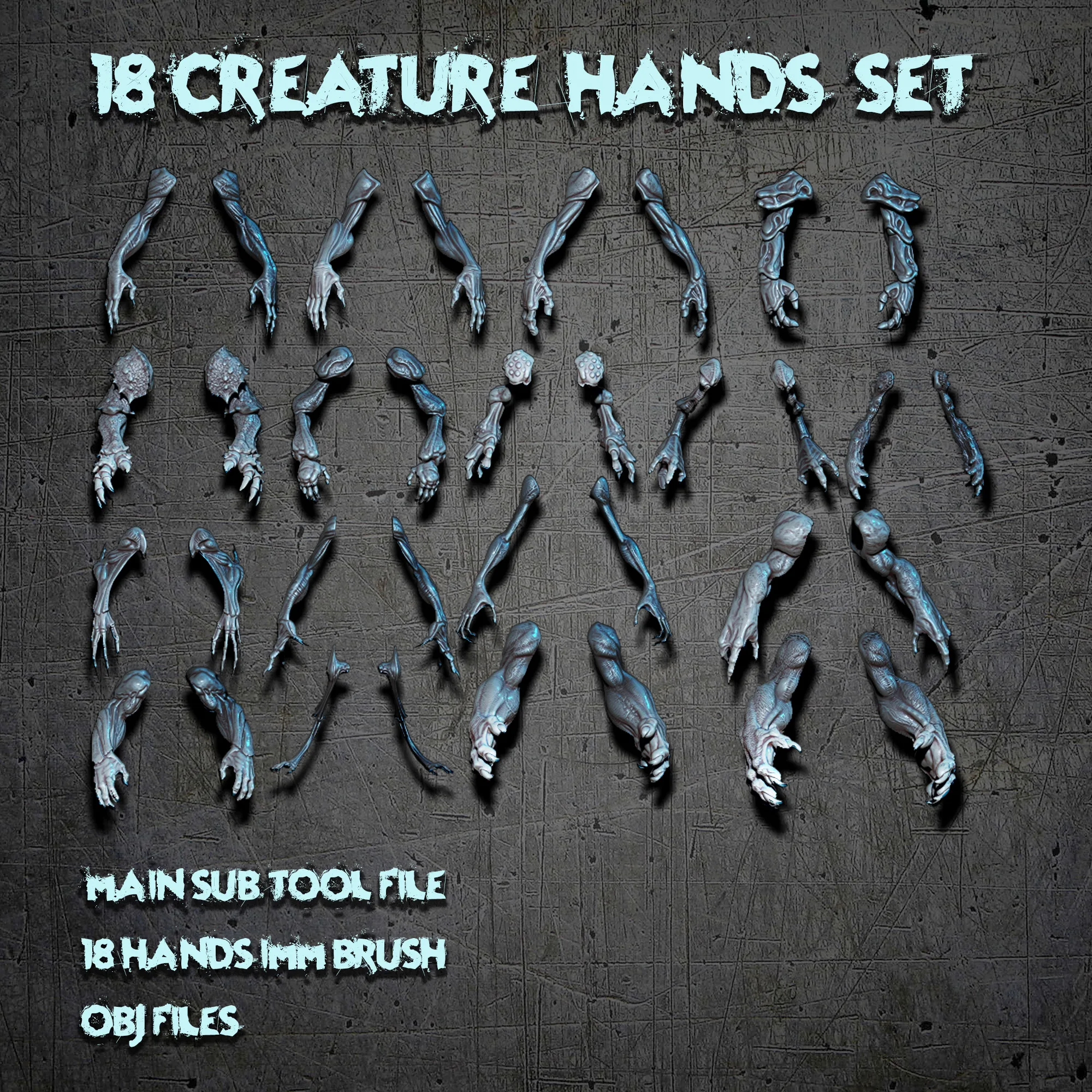 18 Creature Hands set - FlippedNormals