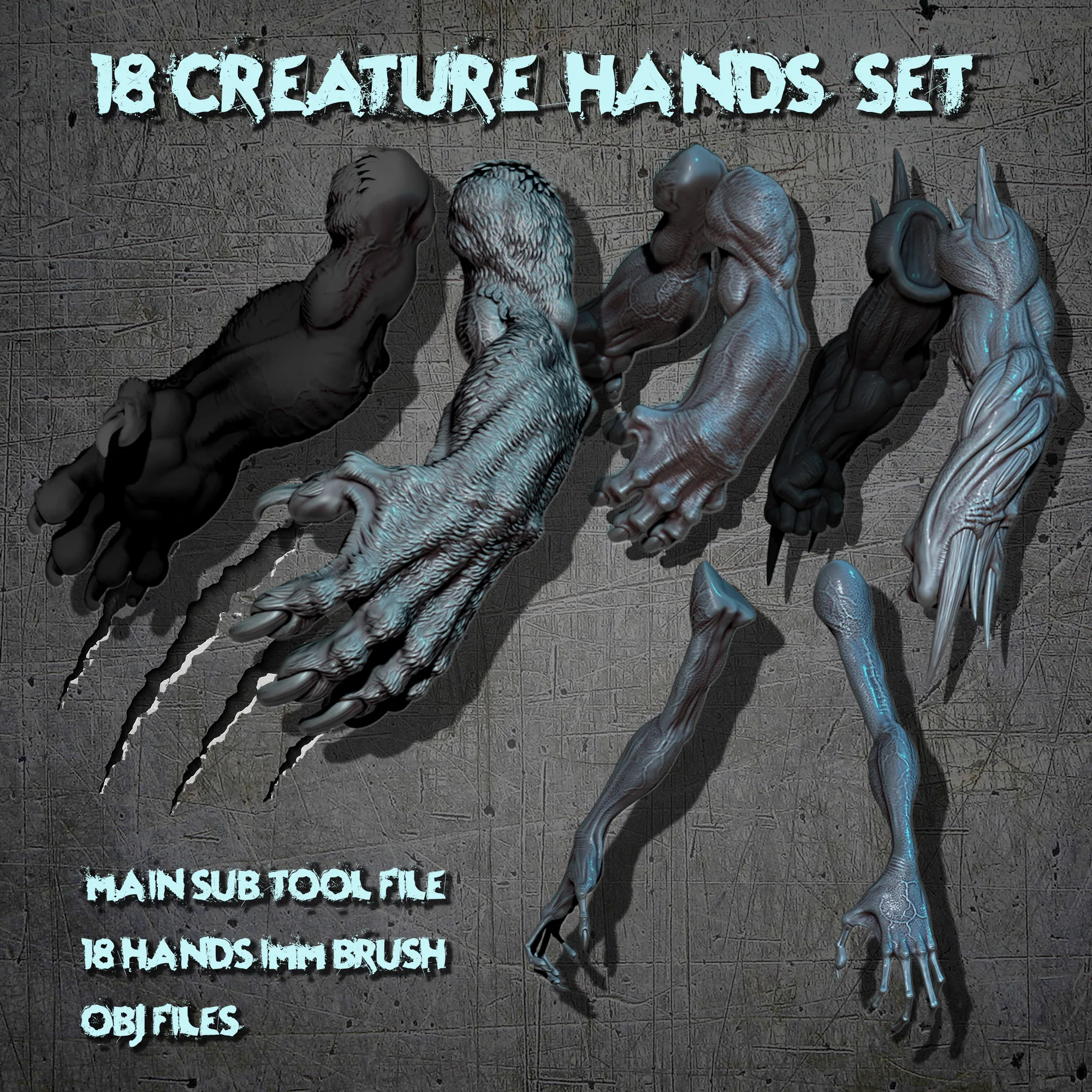 18 Creature Hands set - FlippedNormals