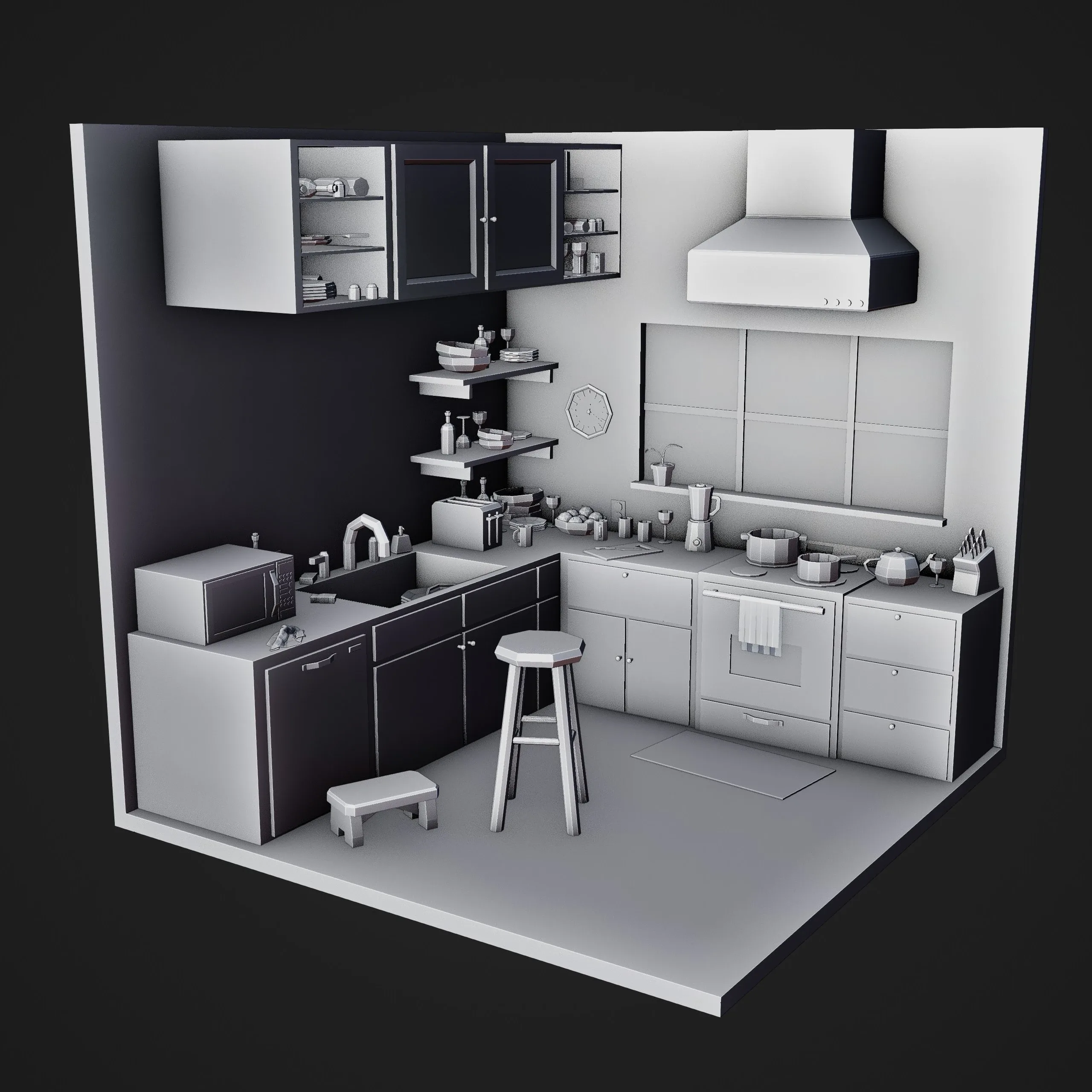Low Poly Isometric Kitchen - FlippedNormals Low Poly Isometric Kitchen - FlippedNormals