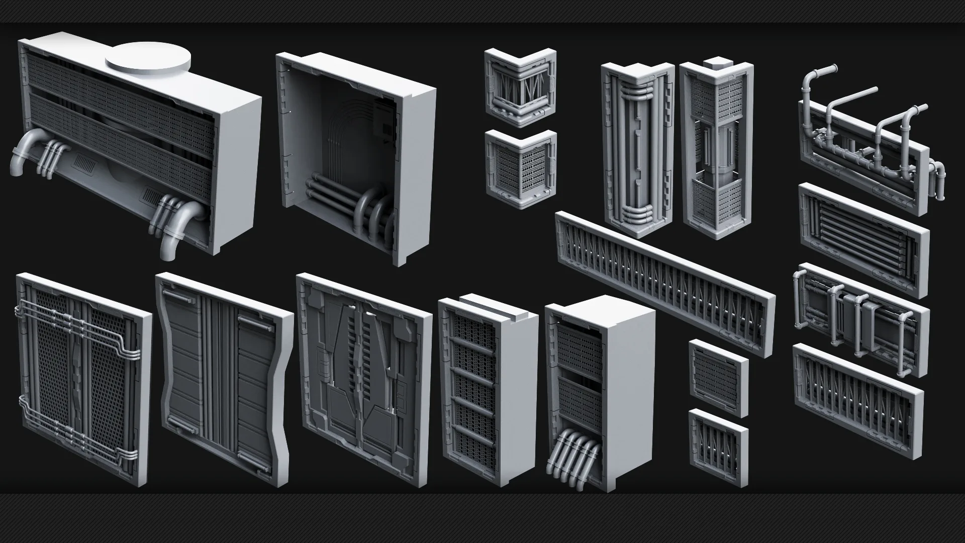 110 Sci-Fi Panels - KITBASH - VOL - FlippedNormals