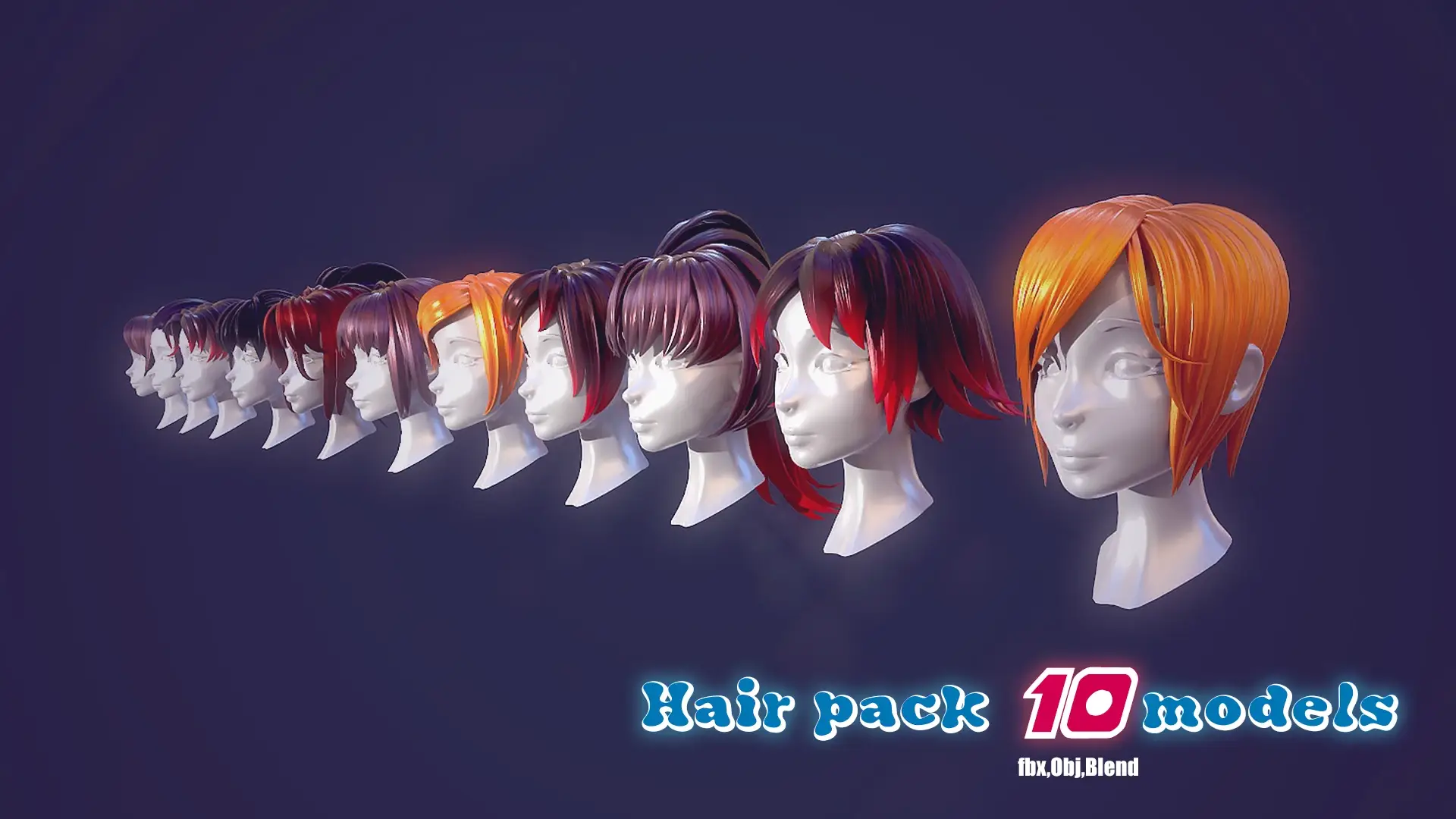Hair Pack 10 Models - FlippedNormals
