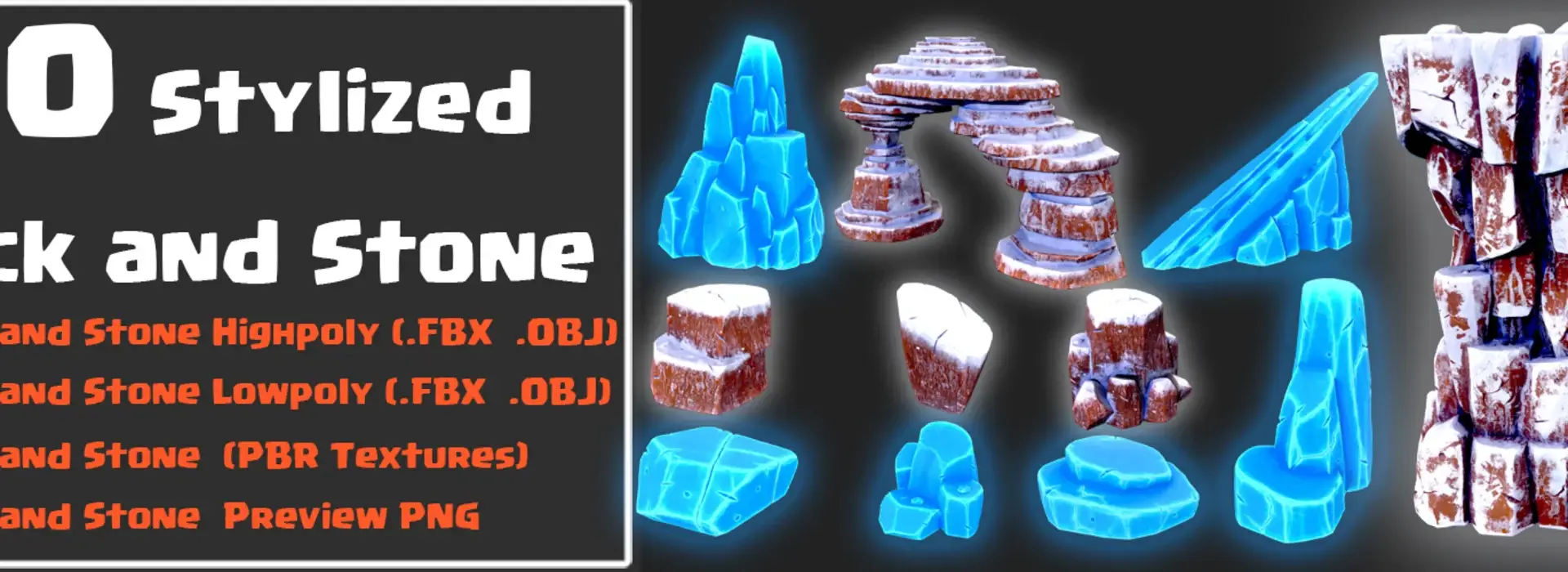 50 Stylized Rock & Stone VOL02 - FlippedNormals