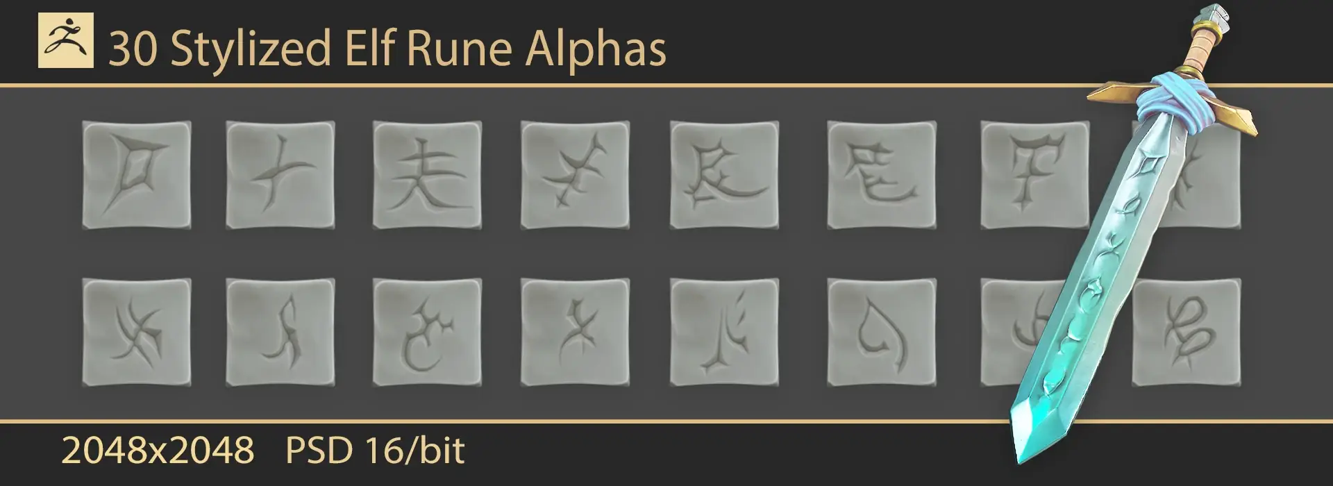 Stylized Elf Rune Alphas - FlippedNormals