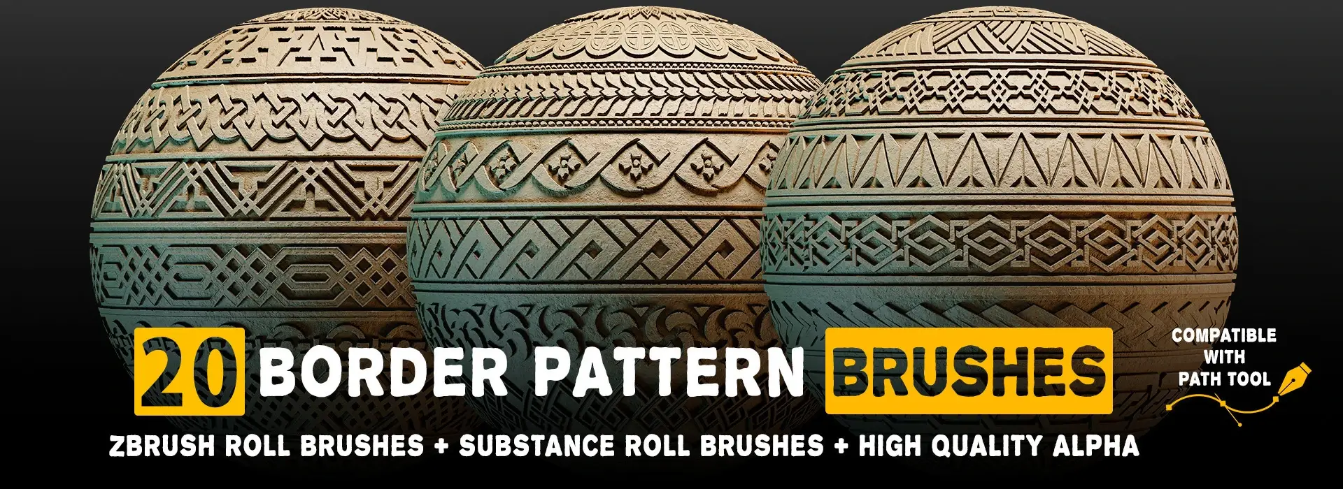 20 Border Pattern Brushes for Substance - FlippedNormals