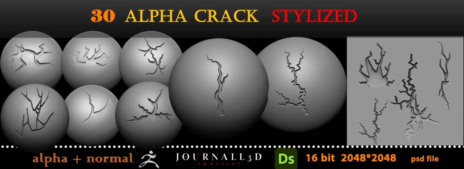 30 Stylized Cracks Alphas - FlippedNormals