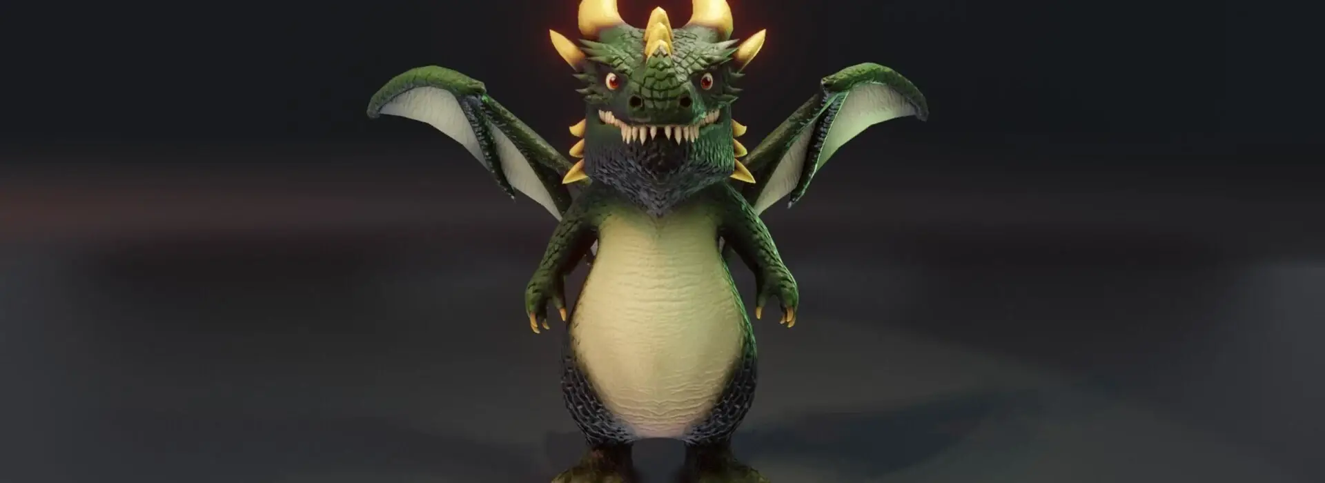 Cartoon Green Dragon Animated Low-poly - FlippedNormals