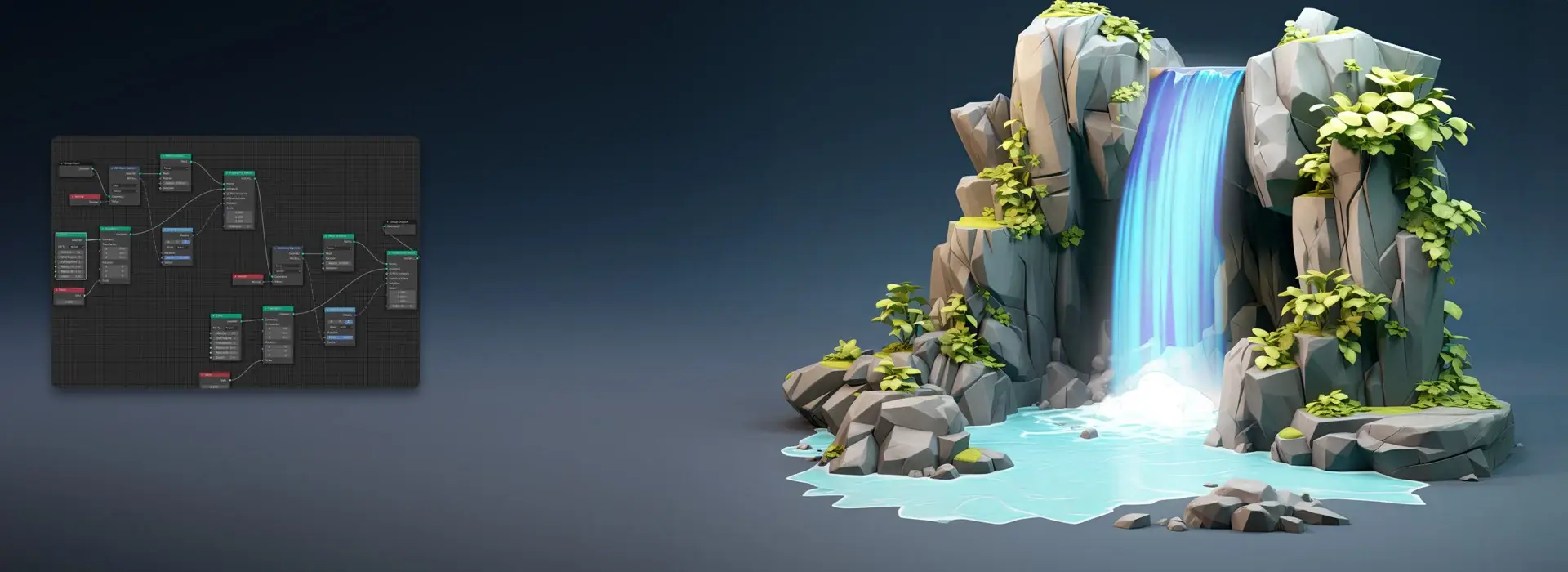 Blender 4 Stylized Waterfall Geometry - FlippedNormals
