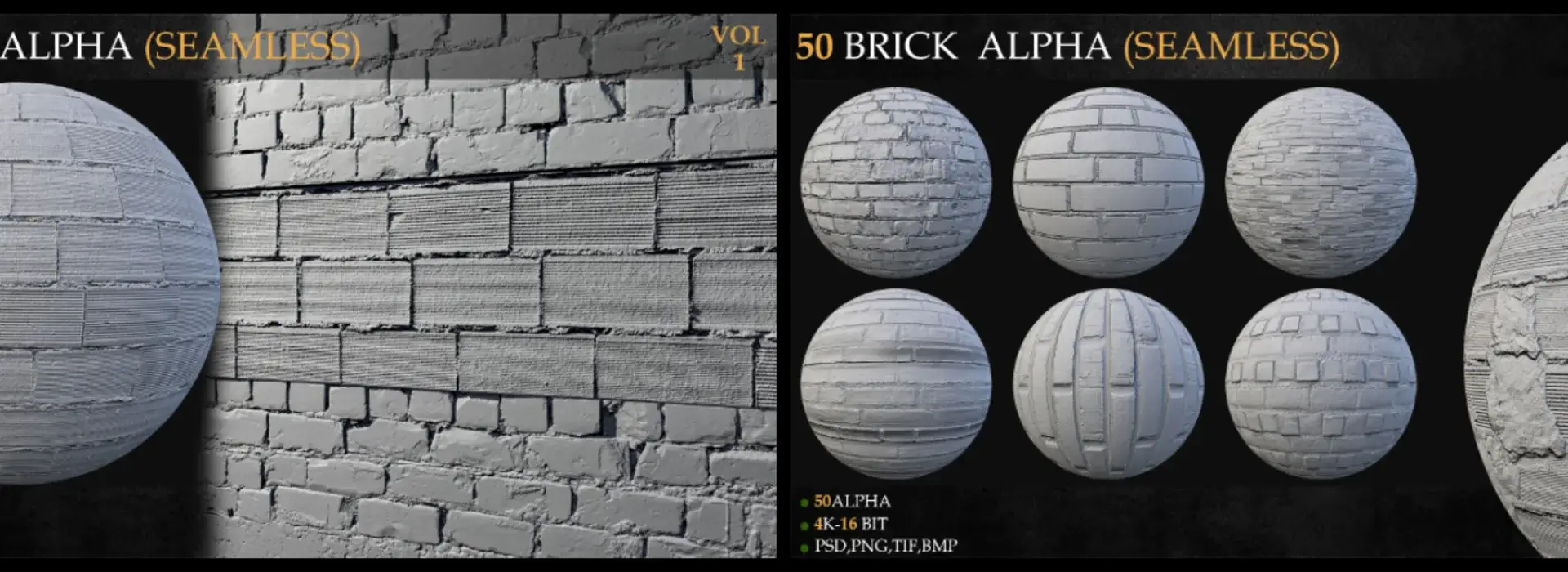 50 Brick Alpha (seamless)-VOL 1 - FlippedNormals