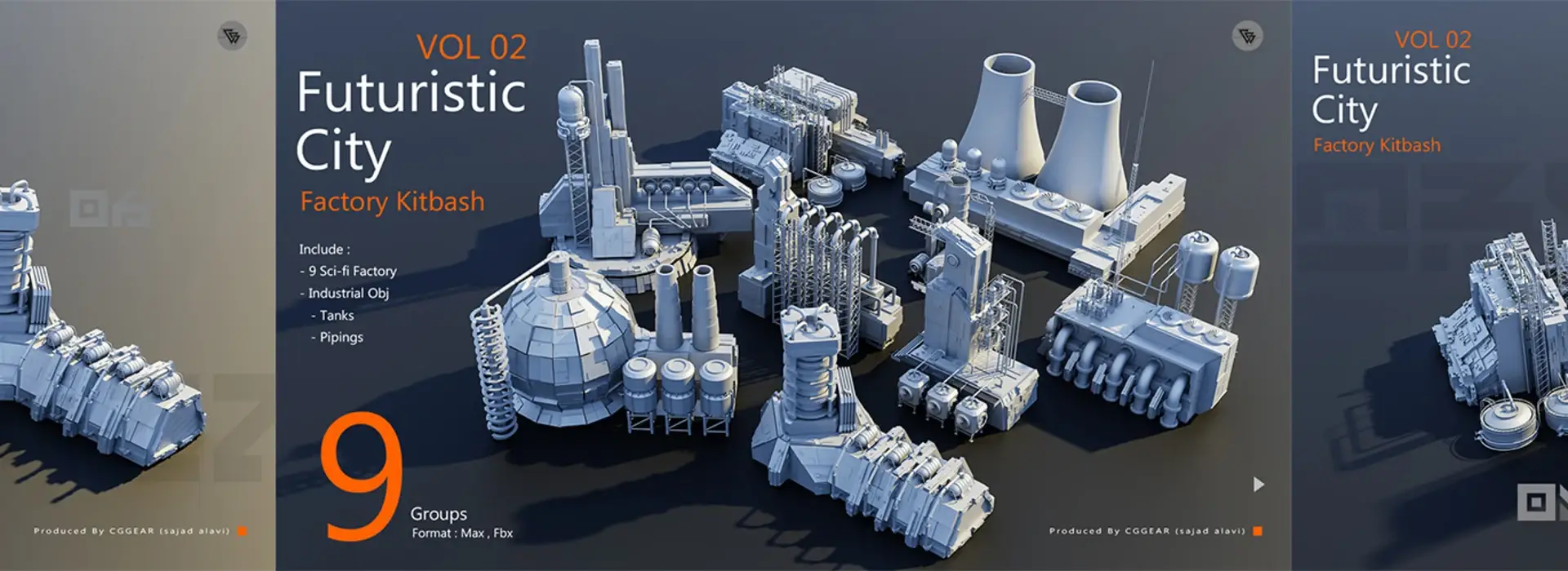 Futuristic City Kitbash (Factory) - FlippedNormals