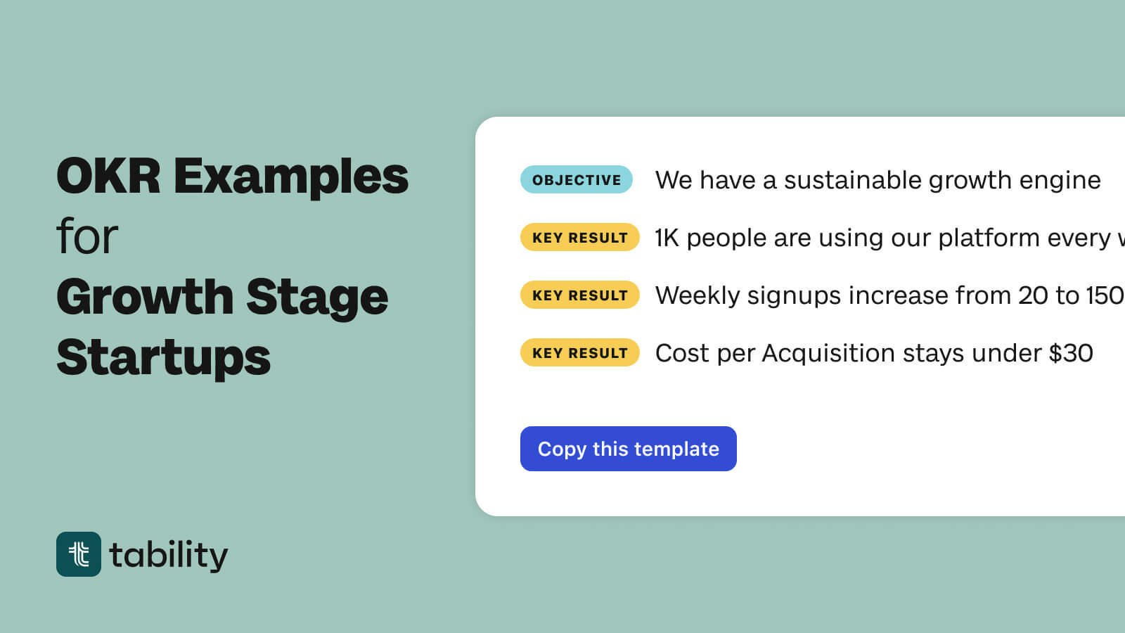 Simple OKRs Examples for Organisations | Tability