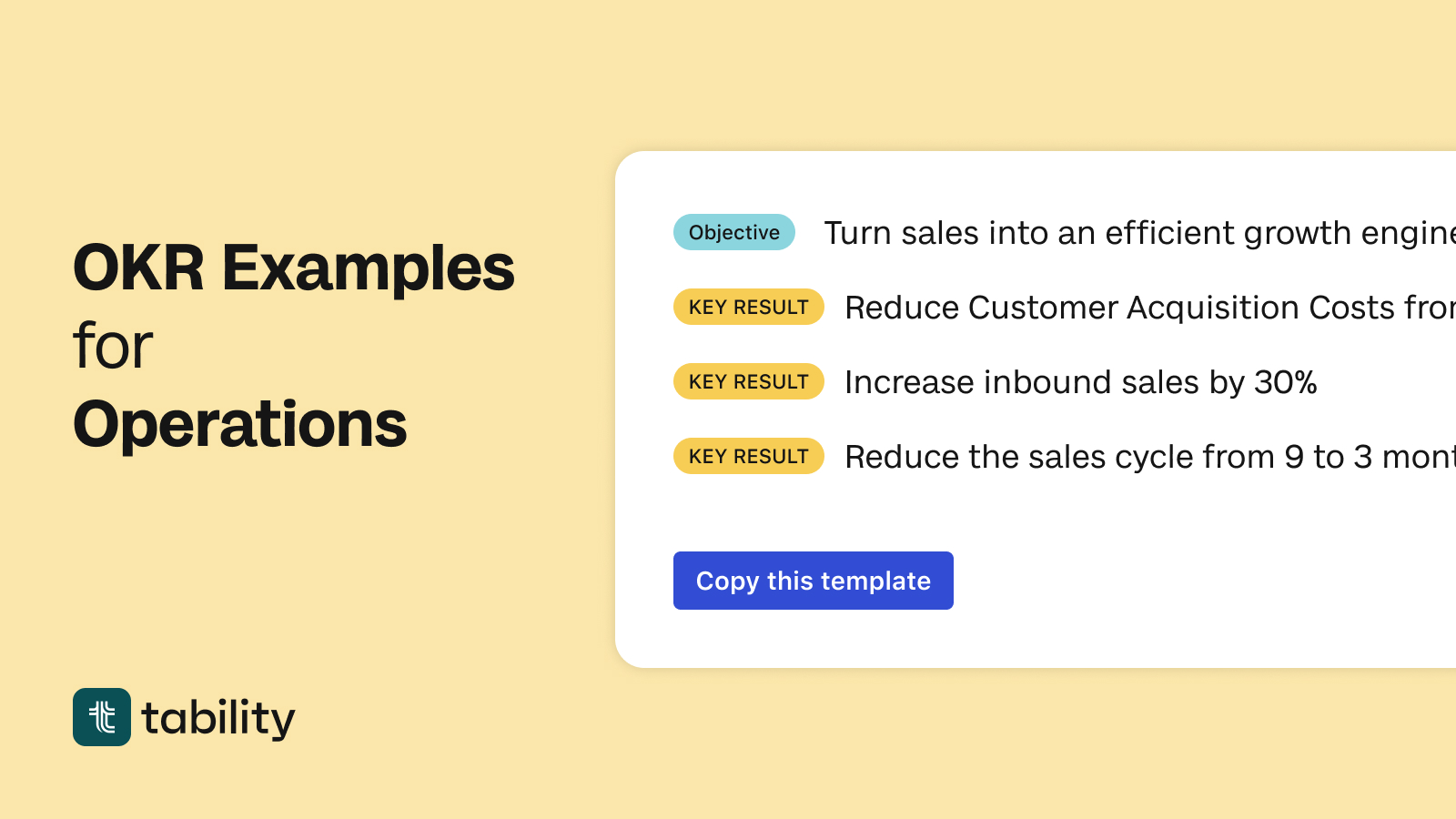 Simple OKRs Examples For Operations Tability