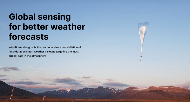 長時間持続型スマート気象観測気球により圧倒的に費用対効果のある気球データソースを保有する"WindBorne"がSeedで$6Mを調達